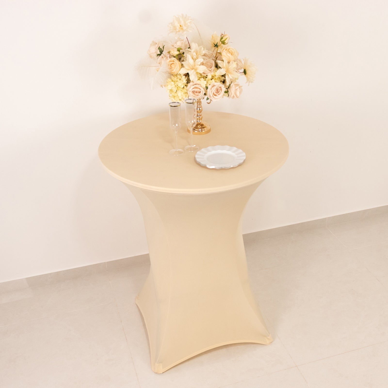 BalsaCircle 36" Beige Stretchable Spandex High Top Cocktail Table Cover ...