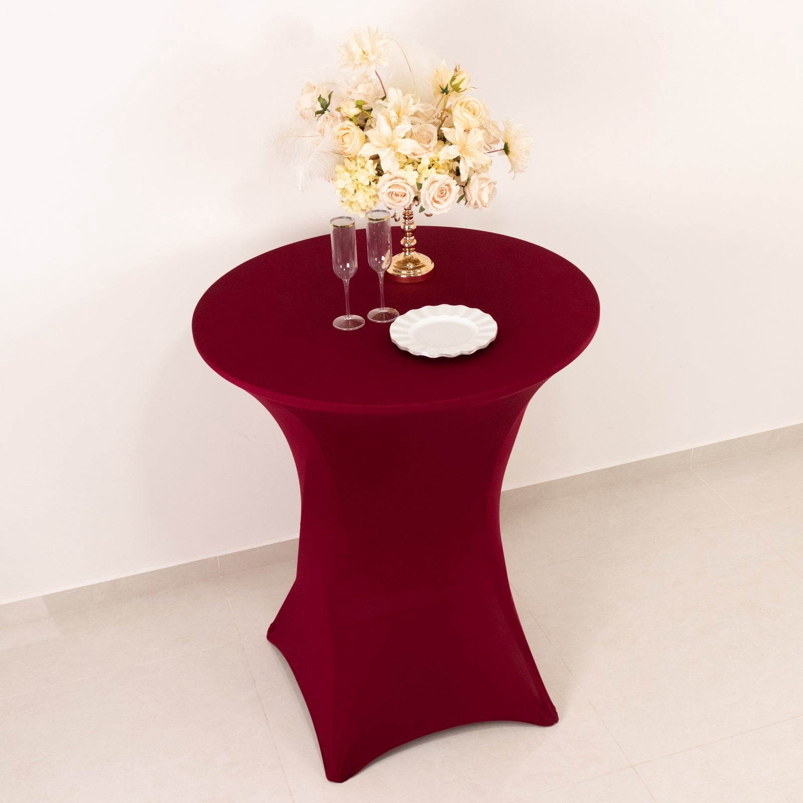 BalsaCircle 36" Burgundy Stretchable Spandex High Top Cocktail Table ...