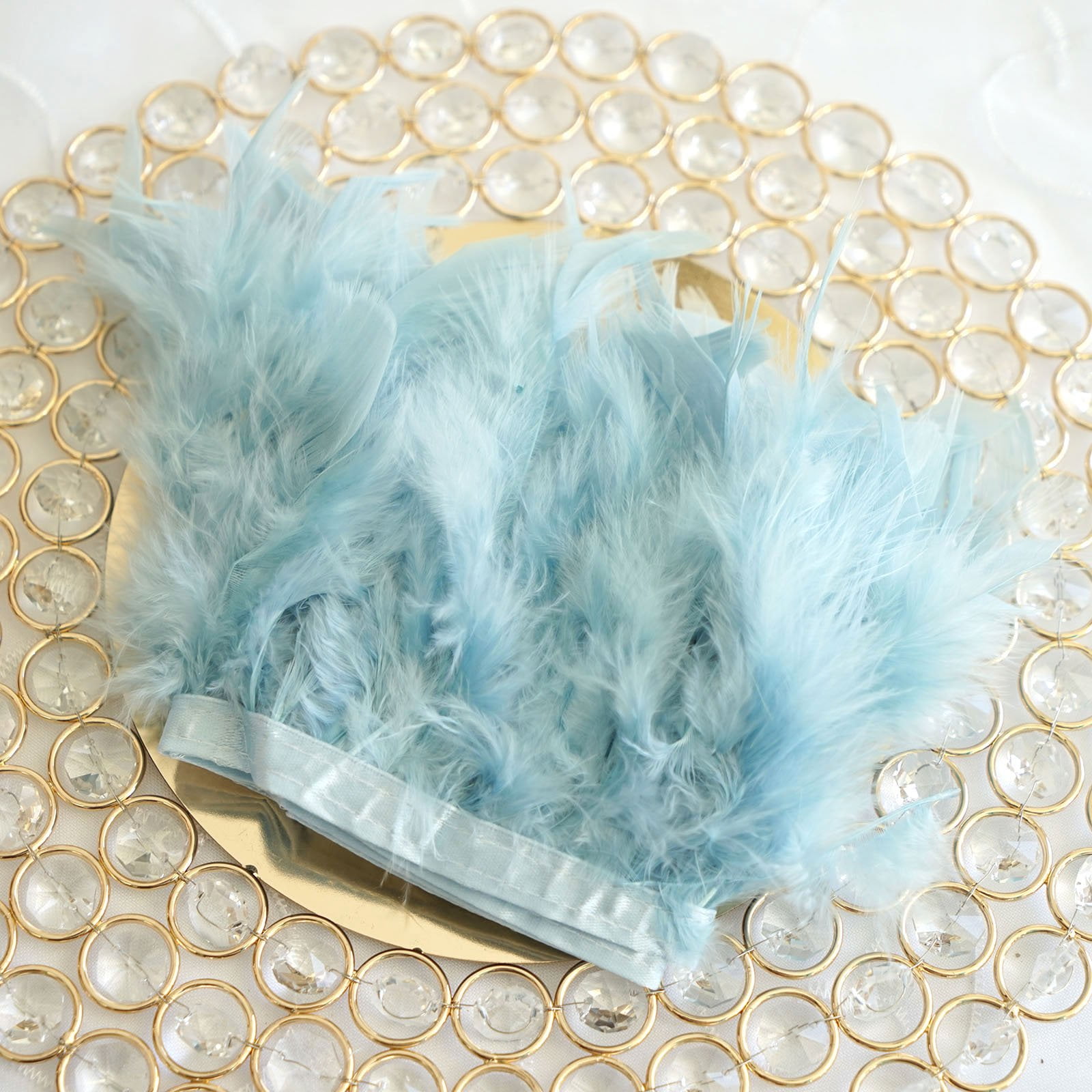 BalsaCircle 39" Blue Natural Turkey Feathers Trim Satin Ribbon Wedding ...