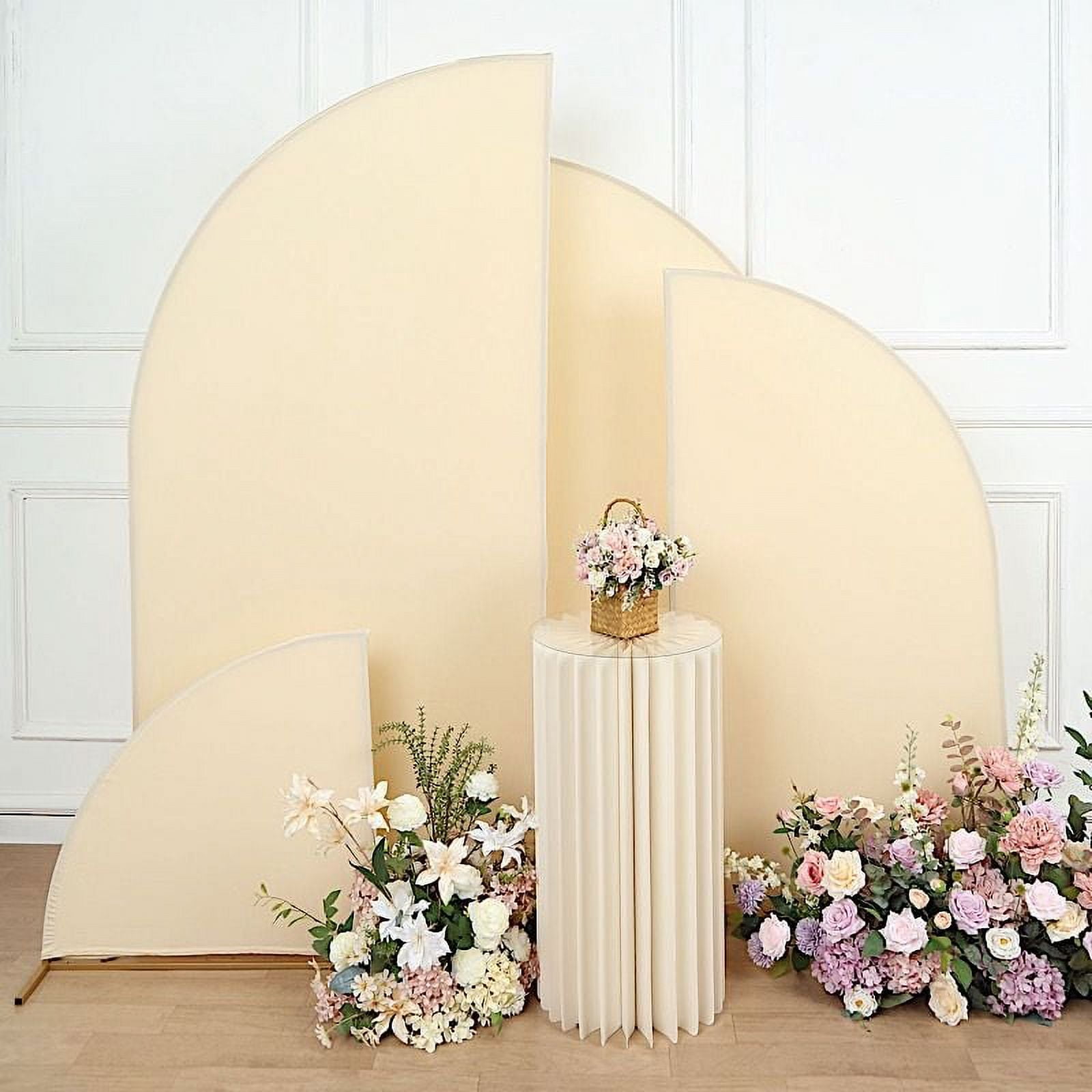 BalsaCircle 4 Beige Fitted Spandex Matter Half Moon Wedding Arch ...