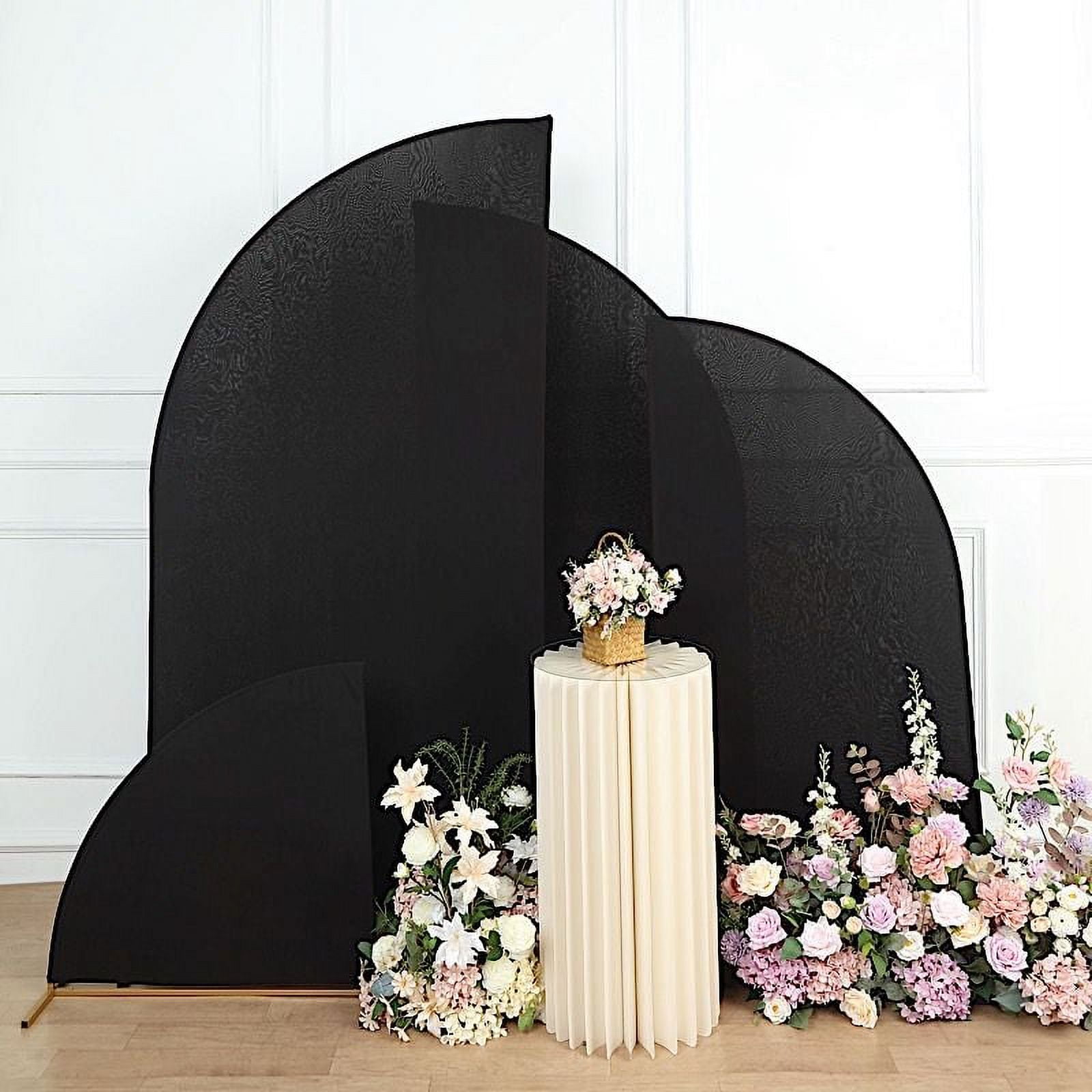 BalsaCircle 4 Black Fitted Spandex Matter Half Moon Wedding Arch ...