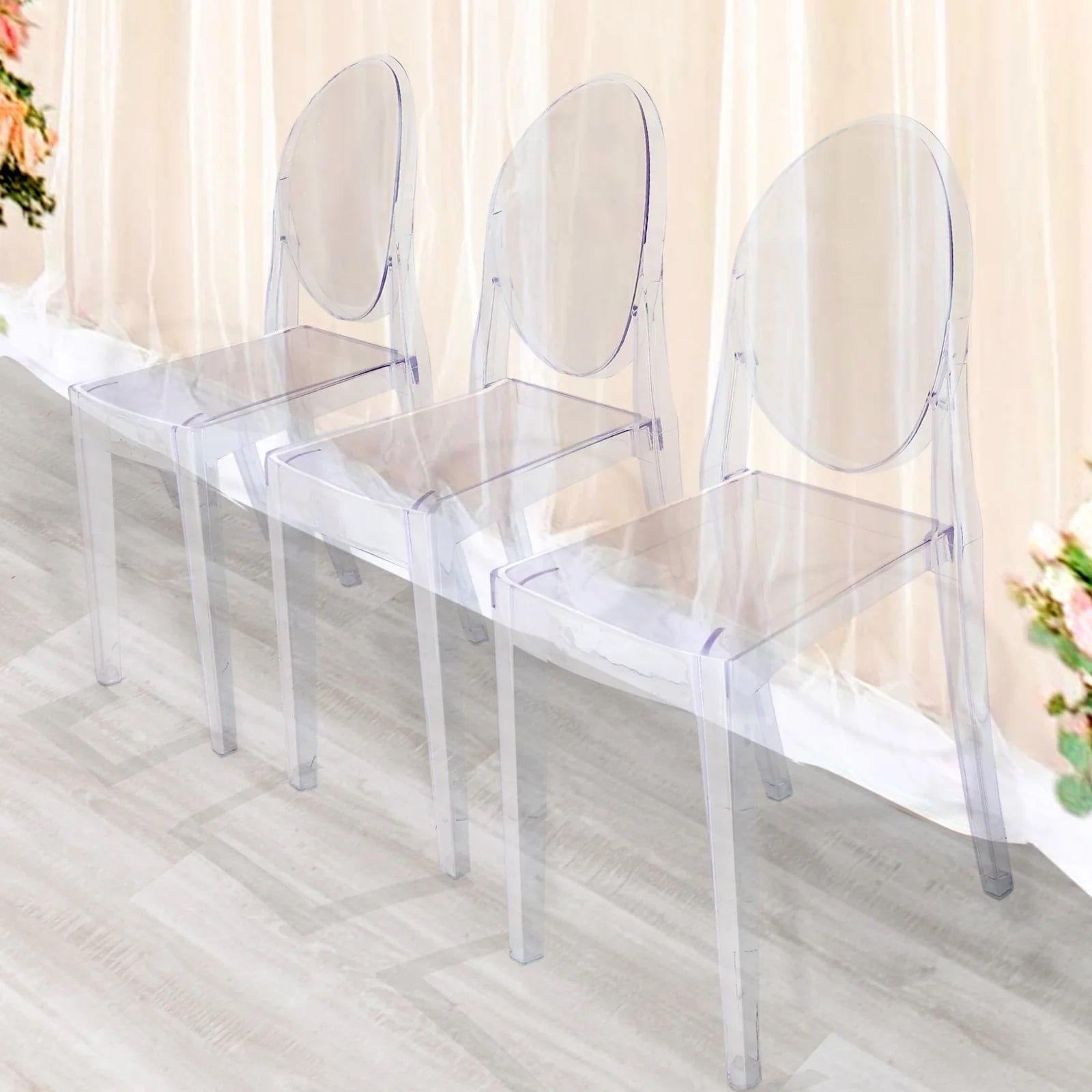 BalsaCircle 4 Clear 36 in Stackable Acrylic Transparent Banquet Chairs ...