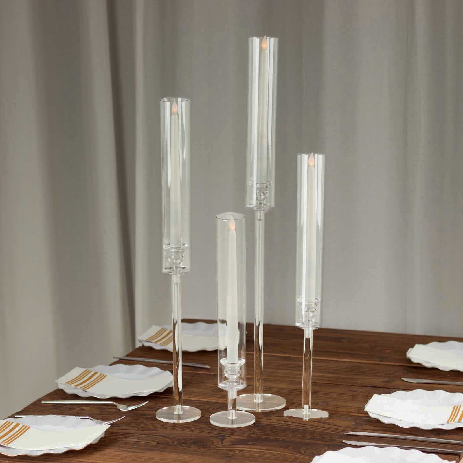 BalsaCircle 4 Clear Acrylic Hurricane Taper Candle Holders with ...
