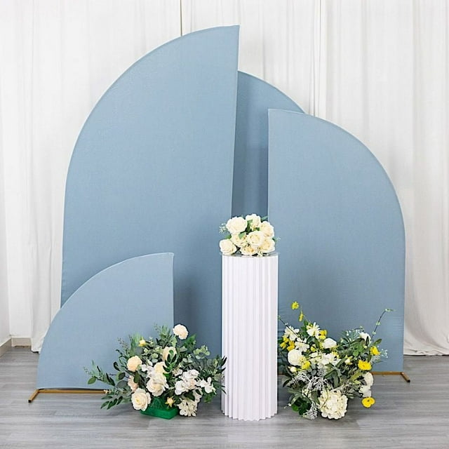 BalsaCircle 4 Dusty Blue Fitted Spandex Matter Half Moon Wedding Arch ...