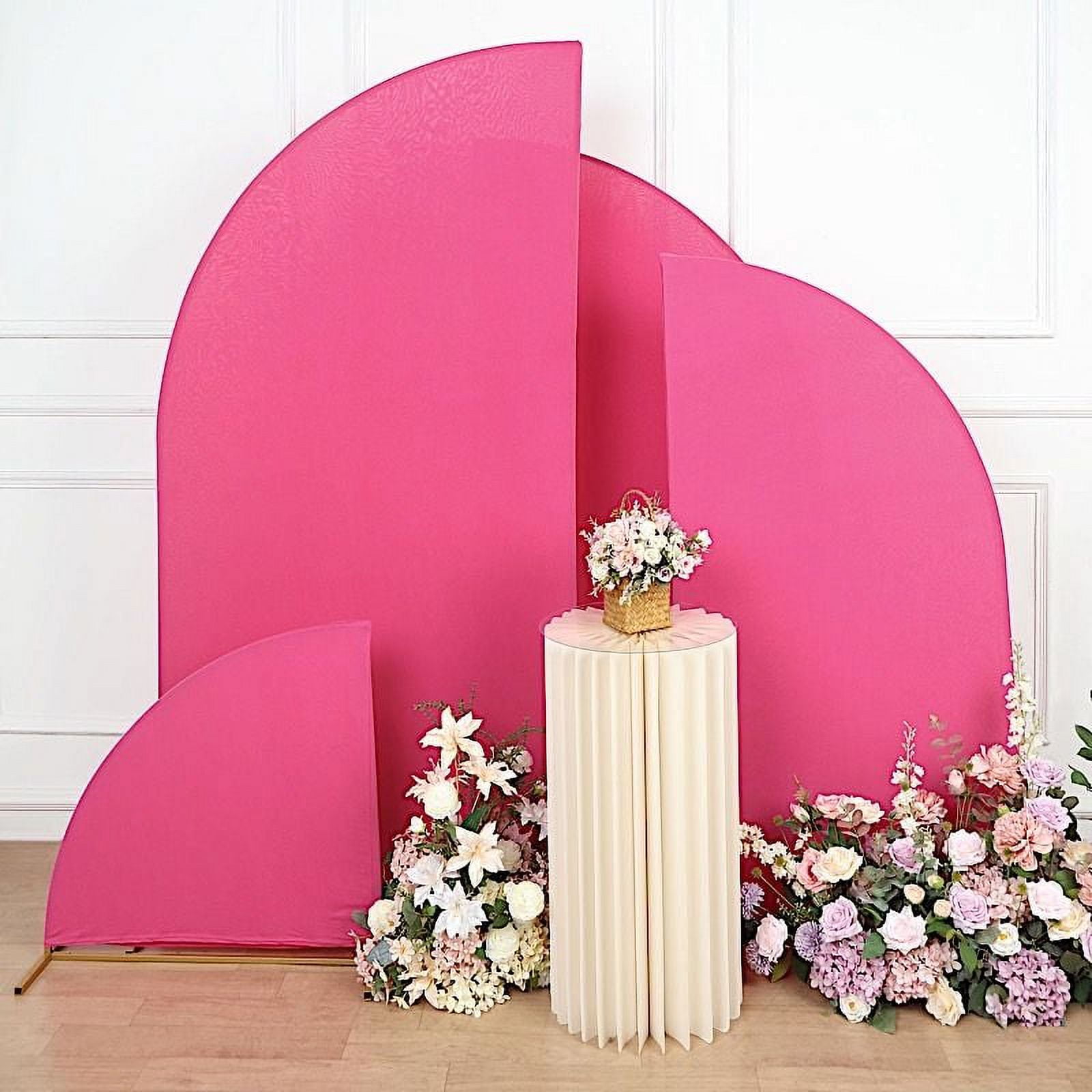 BalsaCircle 4 Fuchsia Fitted Spandex Matter Half Moon Wedding Arch ...