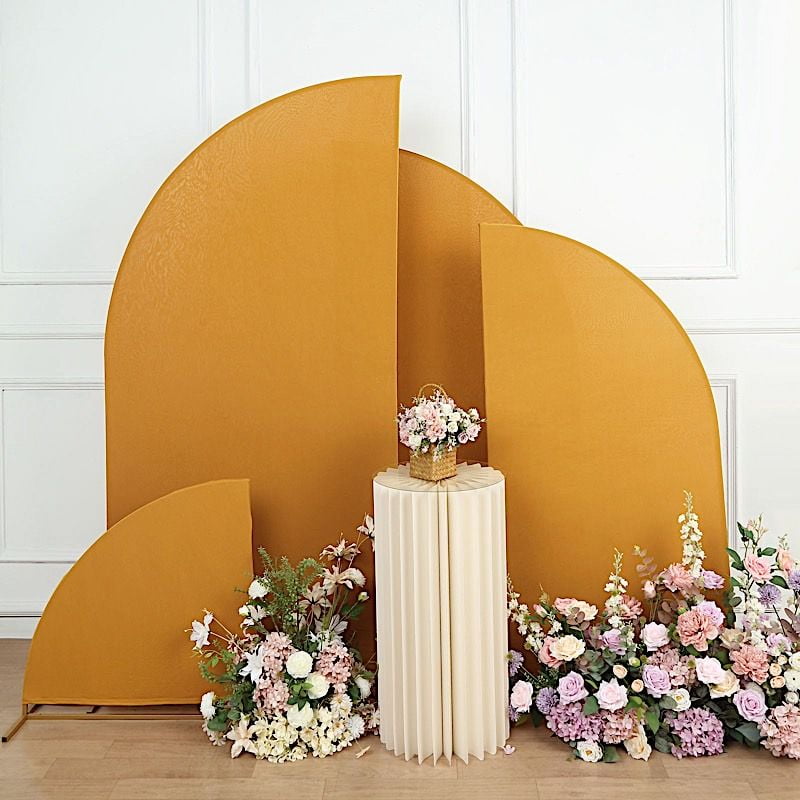 BalsaCircle 4 Gold Fitted Spandex Matter Half Moon Wedding Arch ...