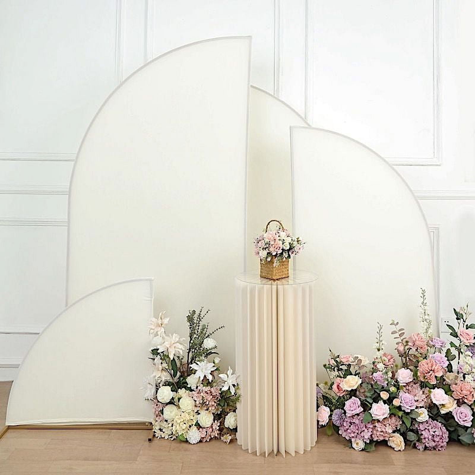 BalsaCircle 4 Ivory Fitted Spandex Matter Half Moon Wedding Arch ...