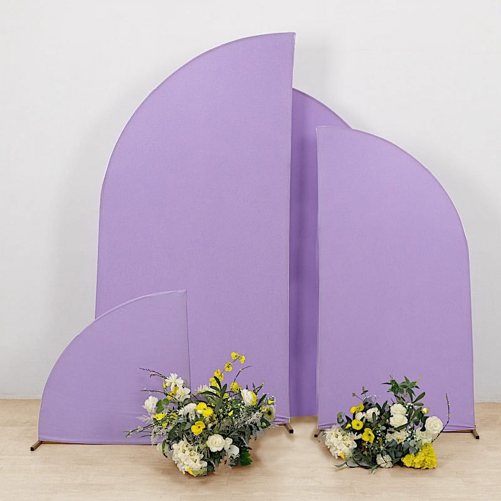 BalsaCircle 4 Lavender Fitted Spandex Matter Half Moon Wedding Arch ...