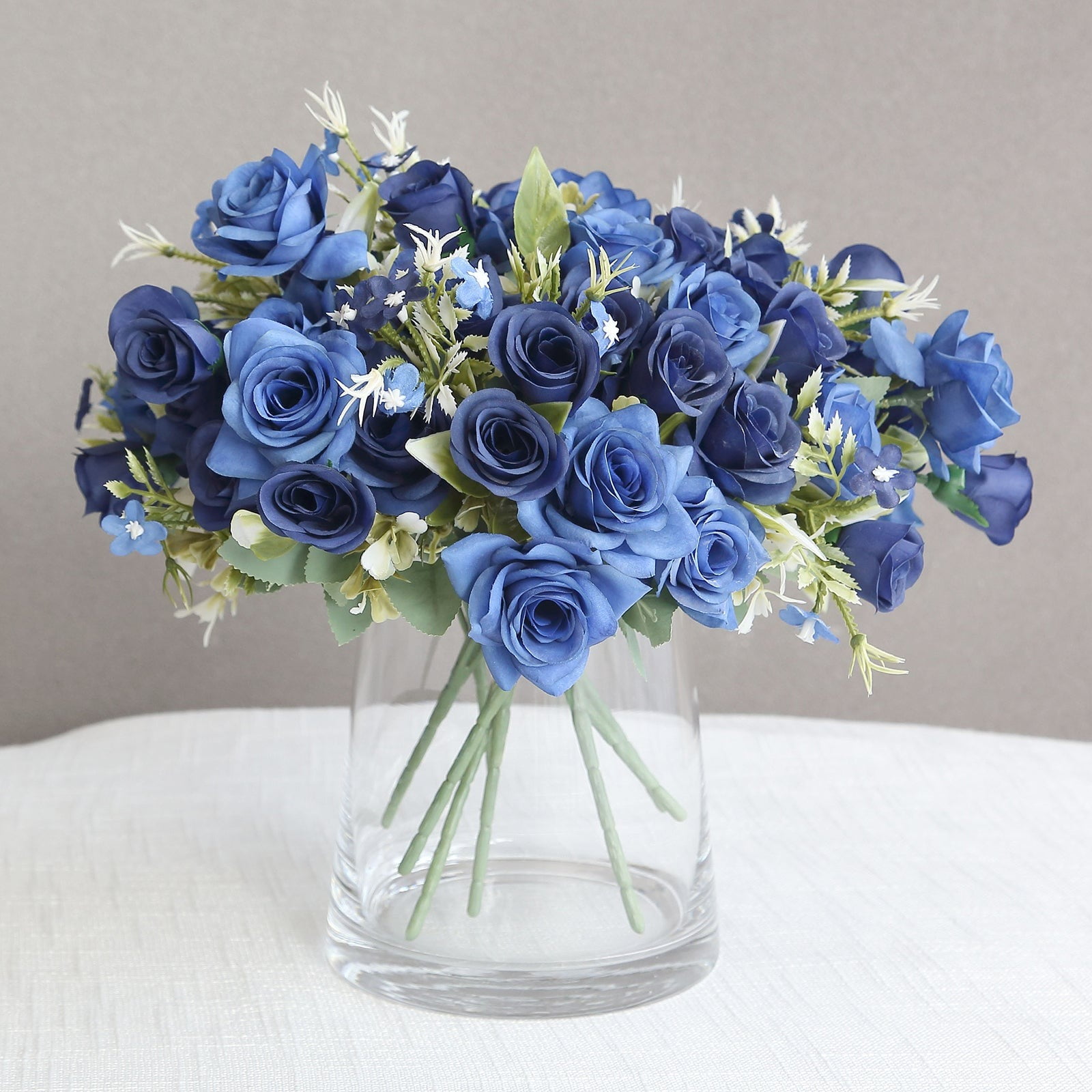 Balsa Circle 4 Navy Blue Bushes 12" Artificial Flowers Silk Roses ...