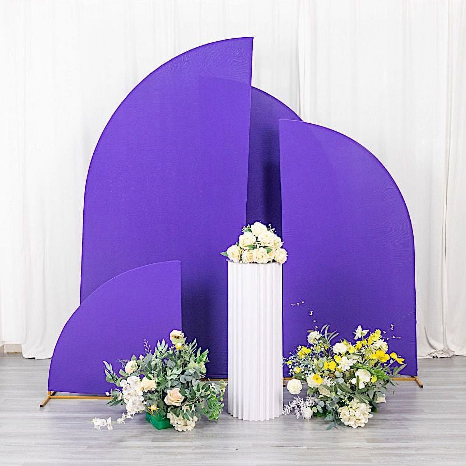 BalsaCircle 4 Purple Fitted Spandex Matter Half Moon Wedding Arch ...
