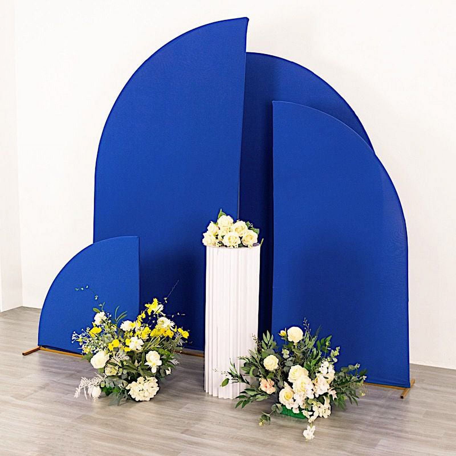 BalsaCircle 4 Royal Blue Fitted Spandex Matter Half Moon Wedding Arch ...