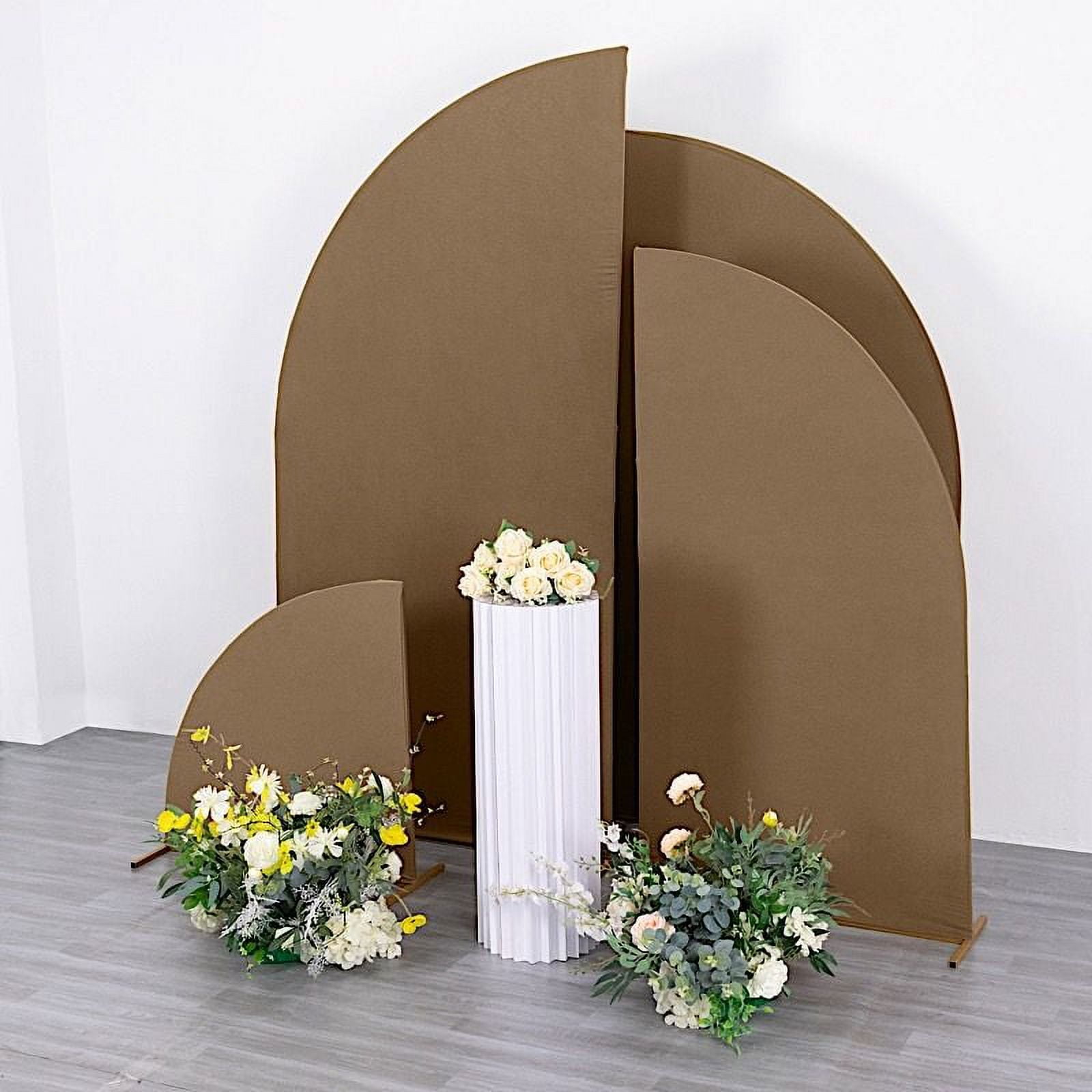 BalsaCircle 4 Taupe Fitted Spandex Matter Half Moon Wedding Arch ...