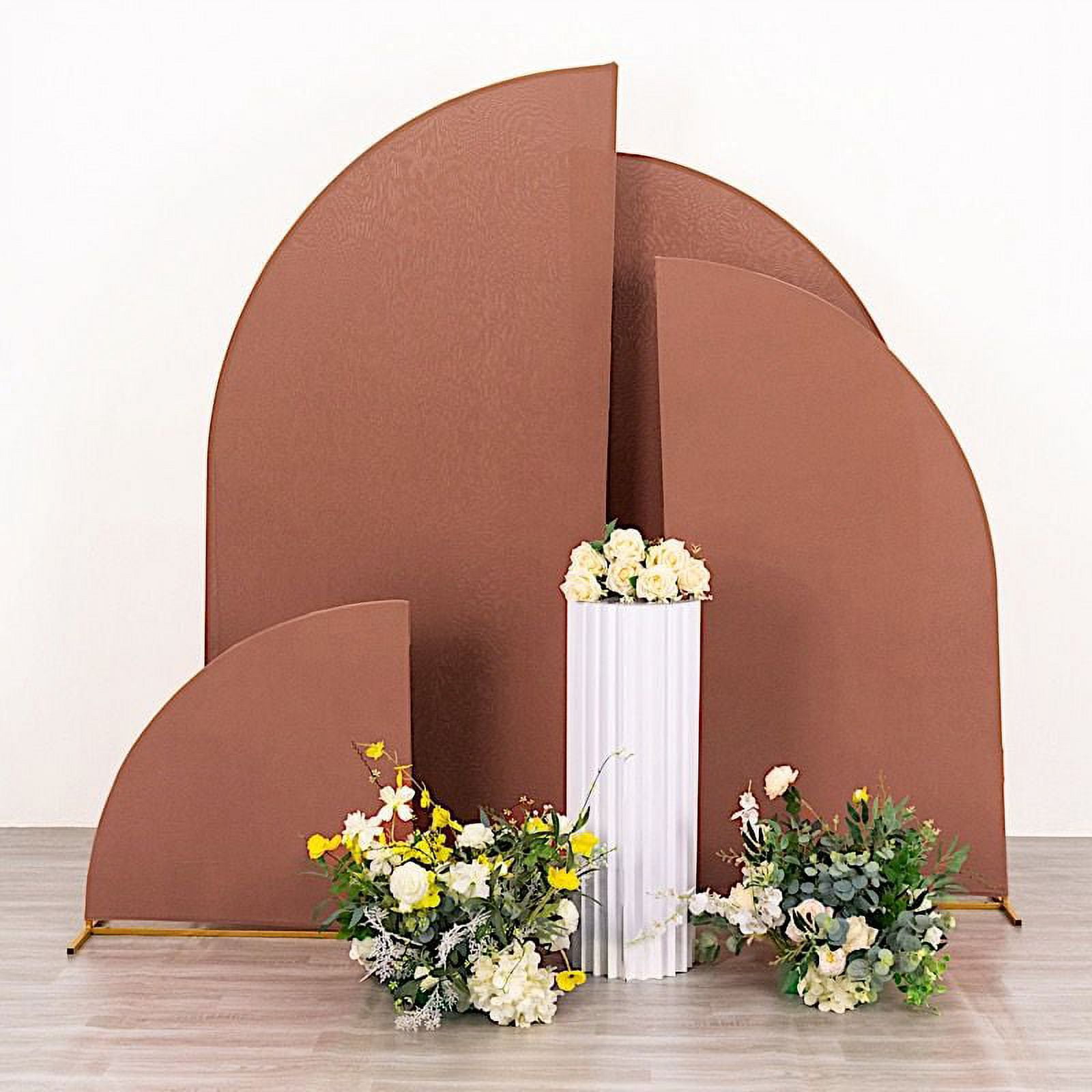 BalsaCircle 4 Terracotta Fitted Spandex Matter Half Moon Wedding Arch ...