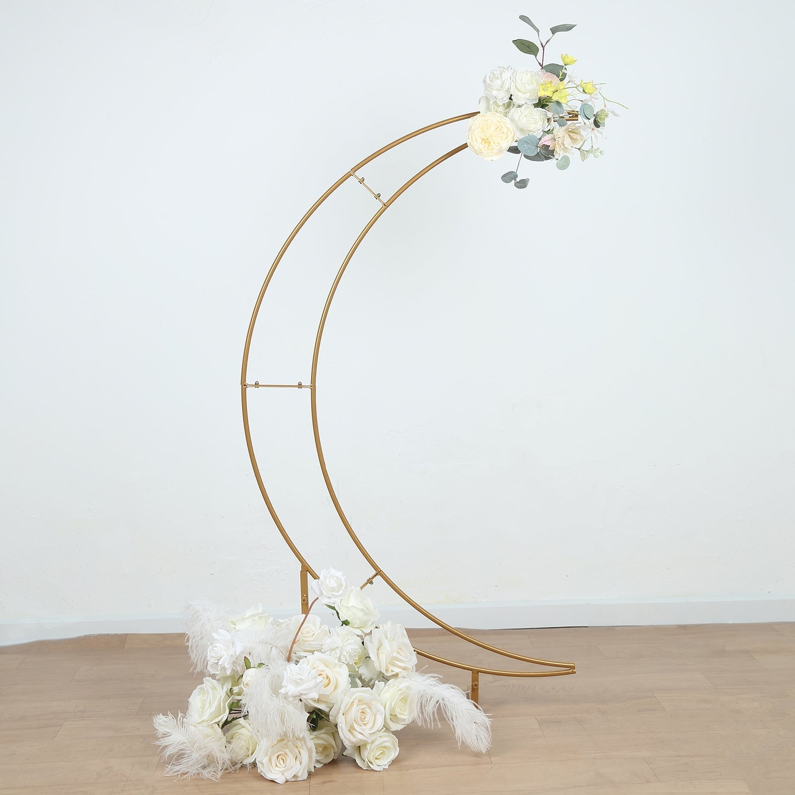 BalsaCircle 4 feet Gold Metal Half Crescent Moon Wedding Arch Flower ...
