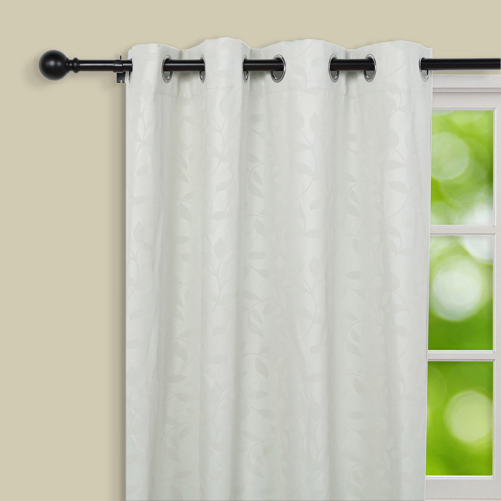 BalsaCircle 42-126" Adjustable Metal Curtain Rod Set Round Finials Home ...
