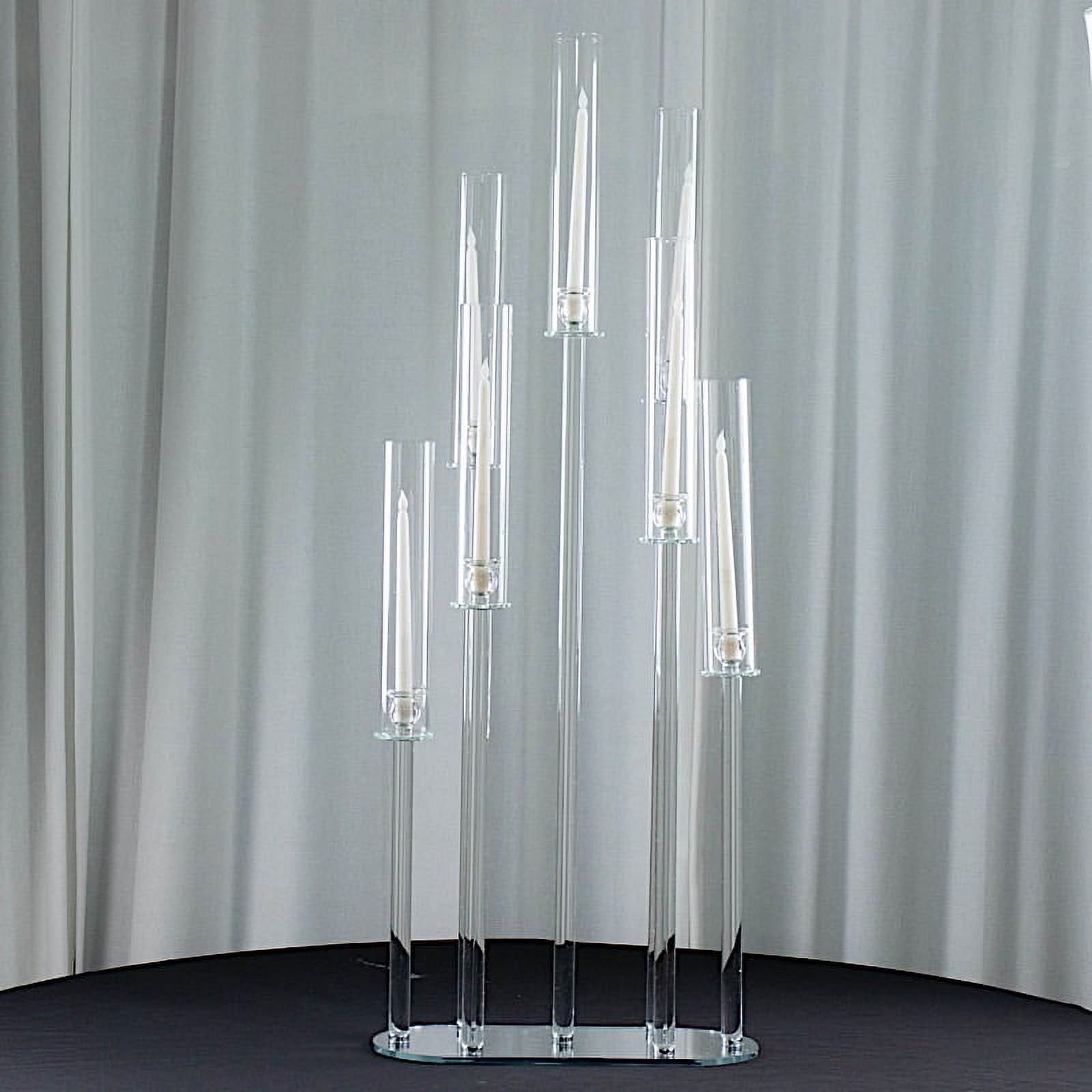 BalsaCircle 47" Clear 7 Arm Crystal Glass Candelabra Taper Candle ...