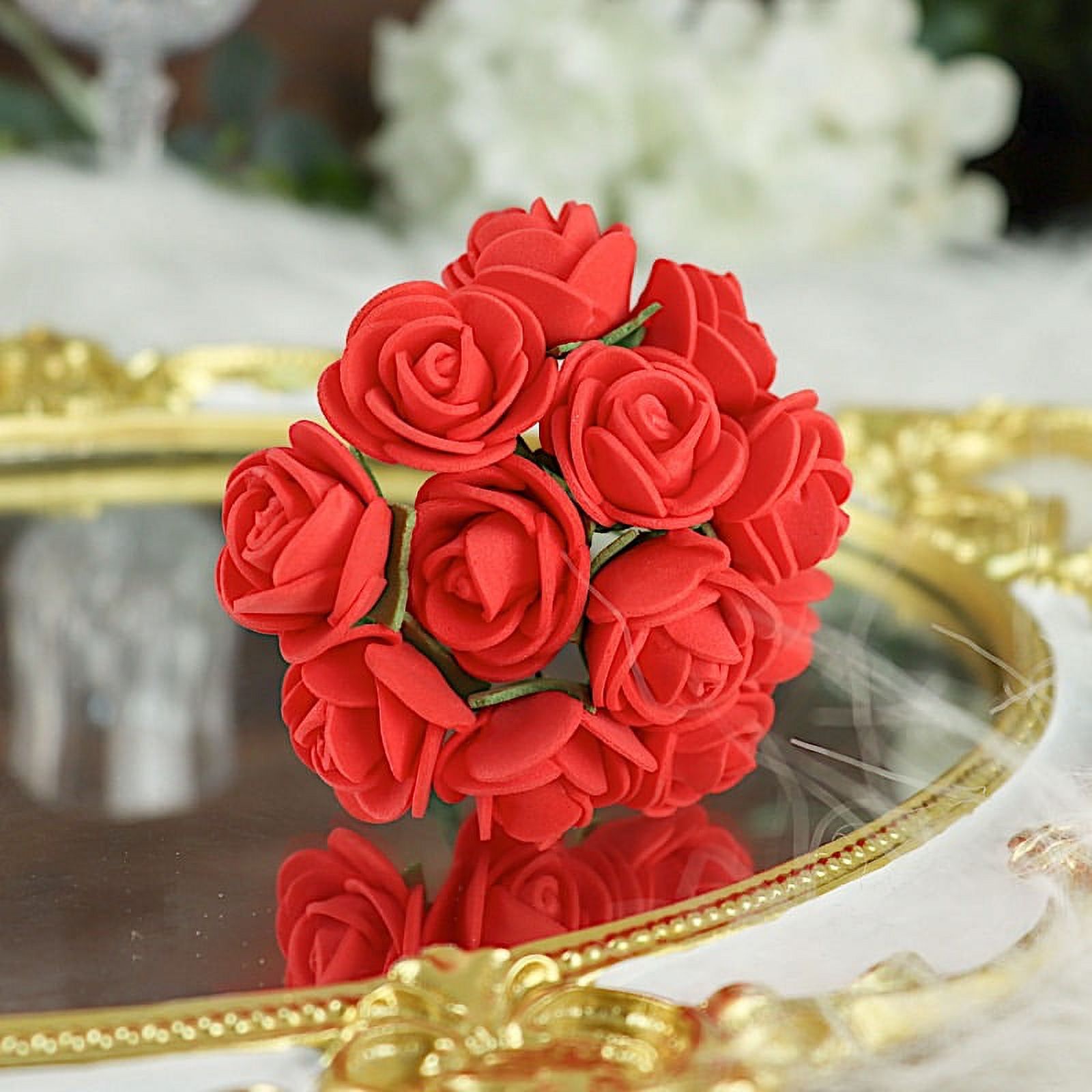 BalsaCircle 48 Red Faux Roses 4" Artificial Foam Flowers Stems Wedding ...