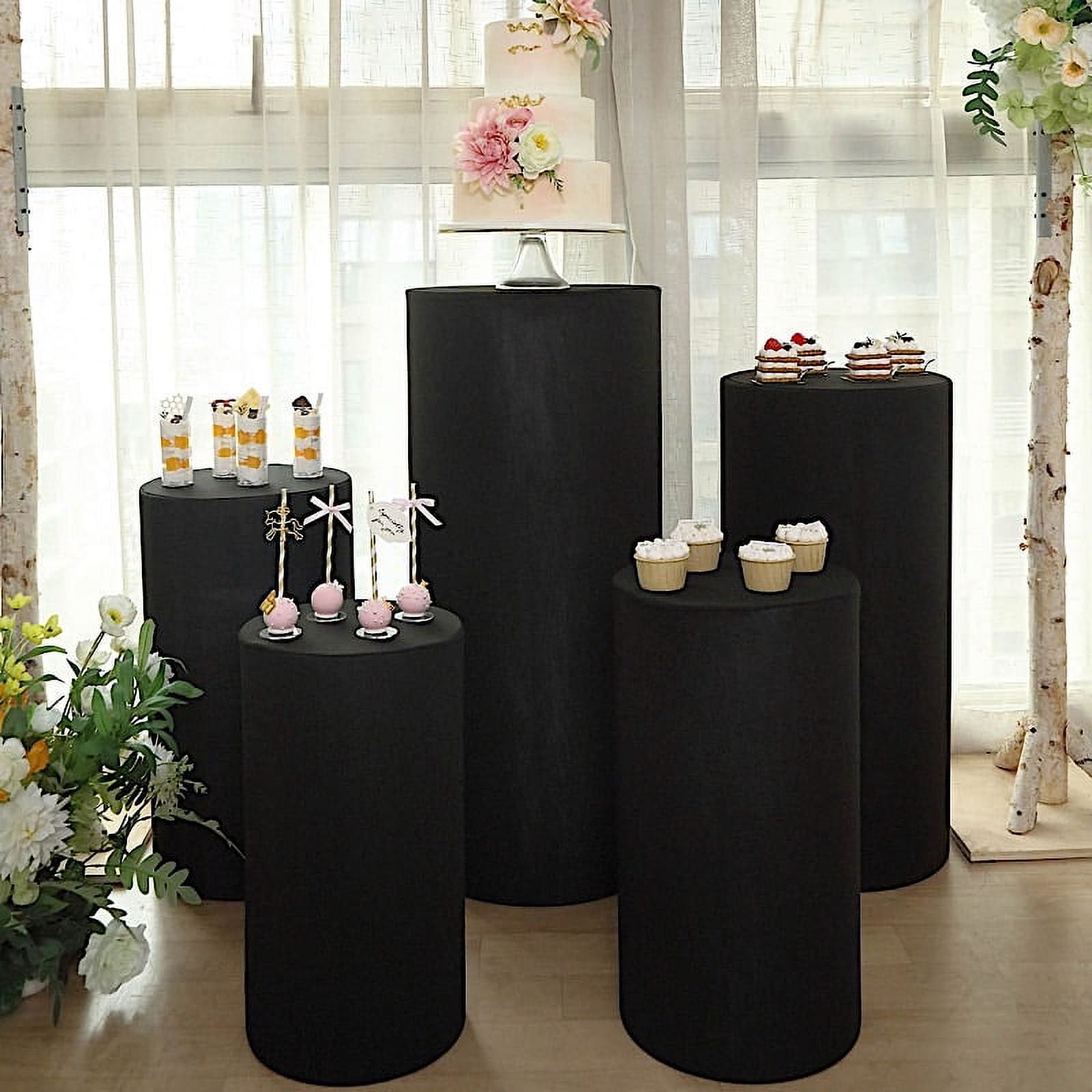 BalsaCircle 5 Black Cylinder Pedestal Fitted Spandex Display Stand ...