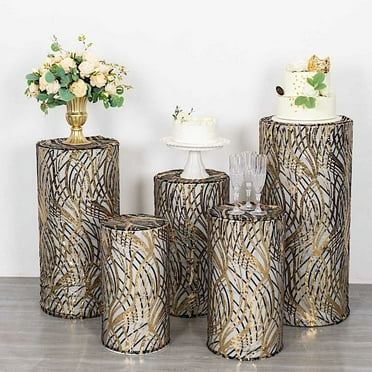 BalsaCircle 5 Gold Metallic Rectangular Pedestal Fitted Spandex Display ...