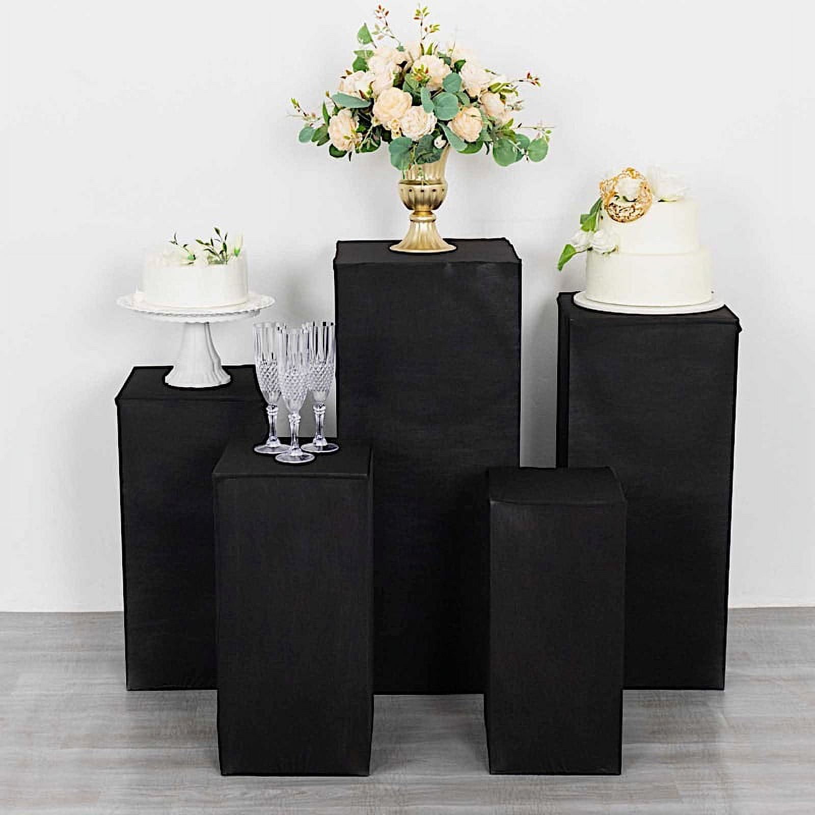 BalsaCircle 5 Black Rectangular Pedestal Fitted Spandex Display Stand ...