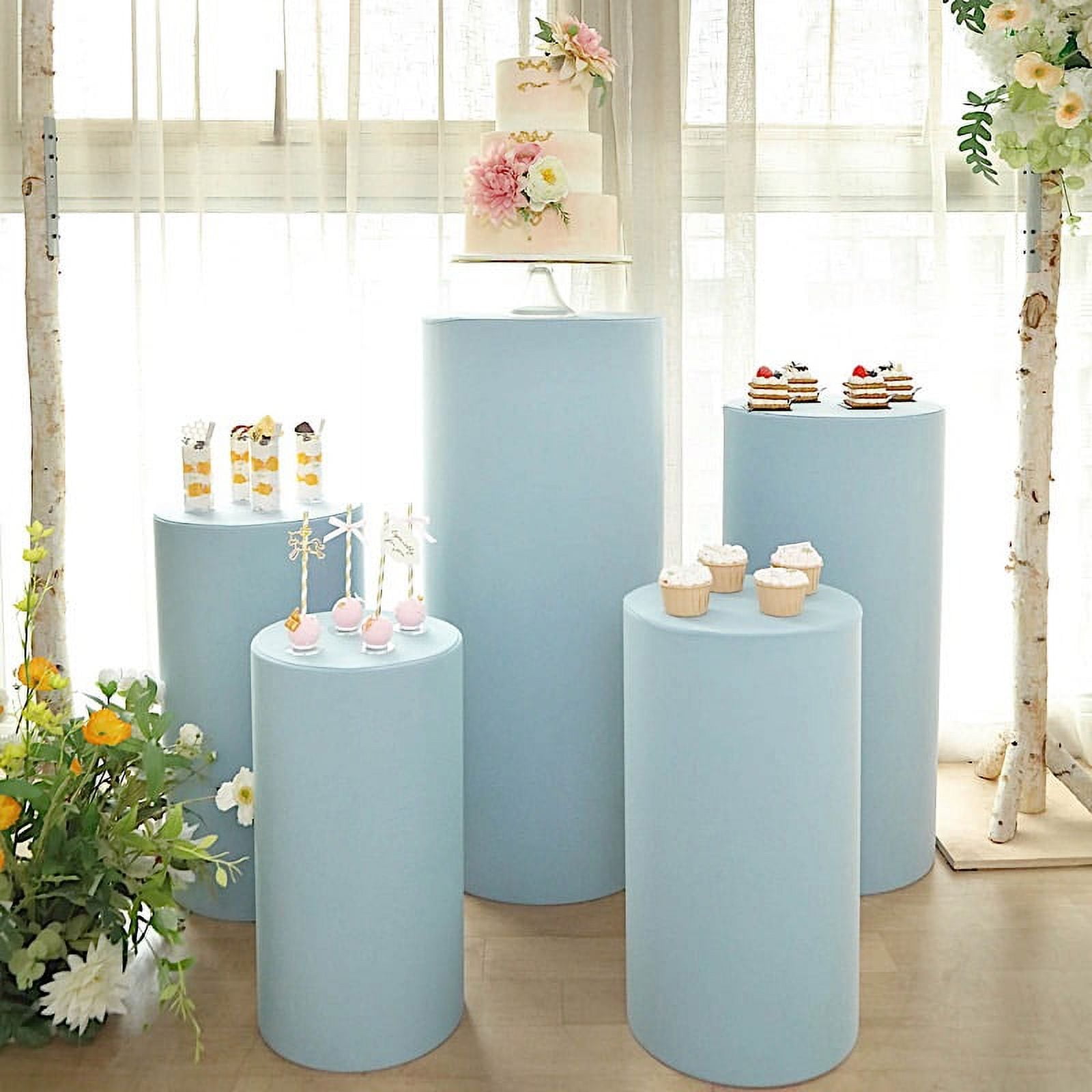 BalsaCircle 5 Dusty Blue Spandex Cylinder Pedestal Covers for Wedding ...