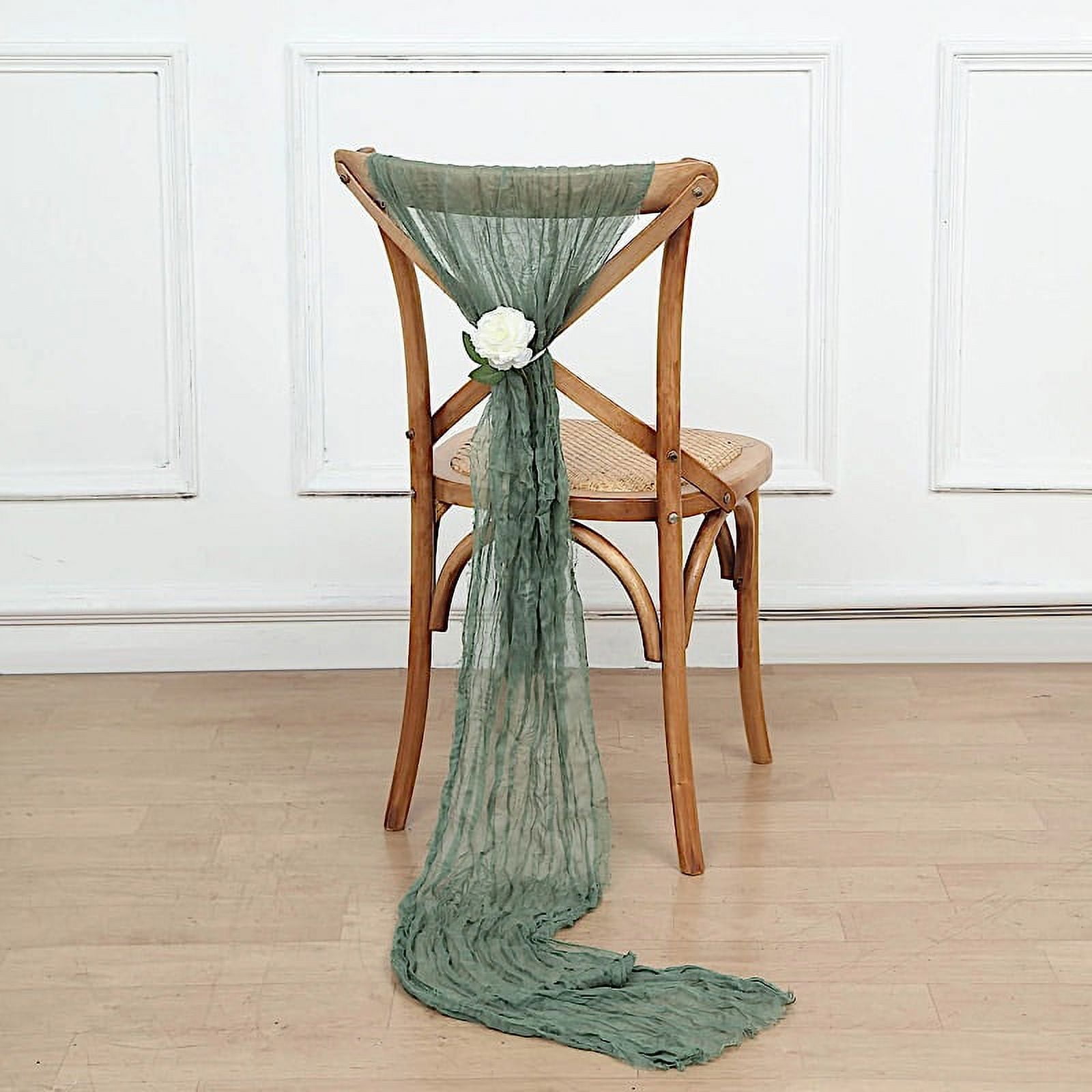 BalsaCircle 5 Dusty Sage Gauze Cheesecloth Cotton Chair Sashes Wedding ...