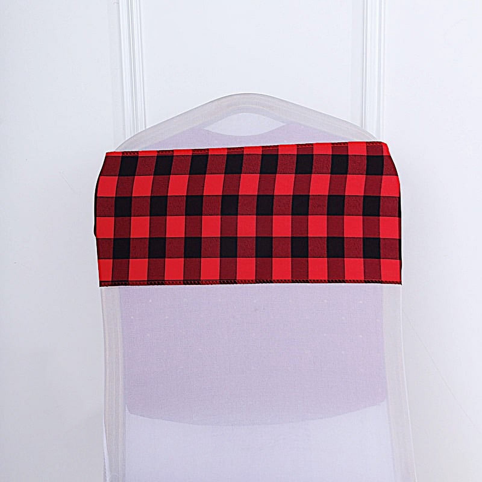 BalsaCircle 5 Gingham Checkered Polyester Chair Sashes Black Red ...