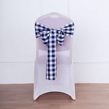Balsa Circle 5 Gingham Checkered Polyester Chair Sashes Navy Blue White ...