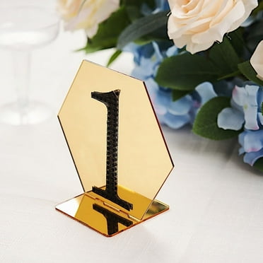 BalsaCircle 10 Gold, 3.5" Wedding Metal Table Number Sign Holder Stands ...