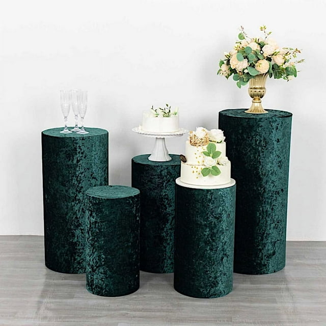 BalsaCircle 5 Hunter Green Cylinder Pedestal Crushed Velvet Display ...