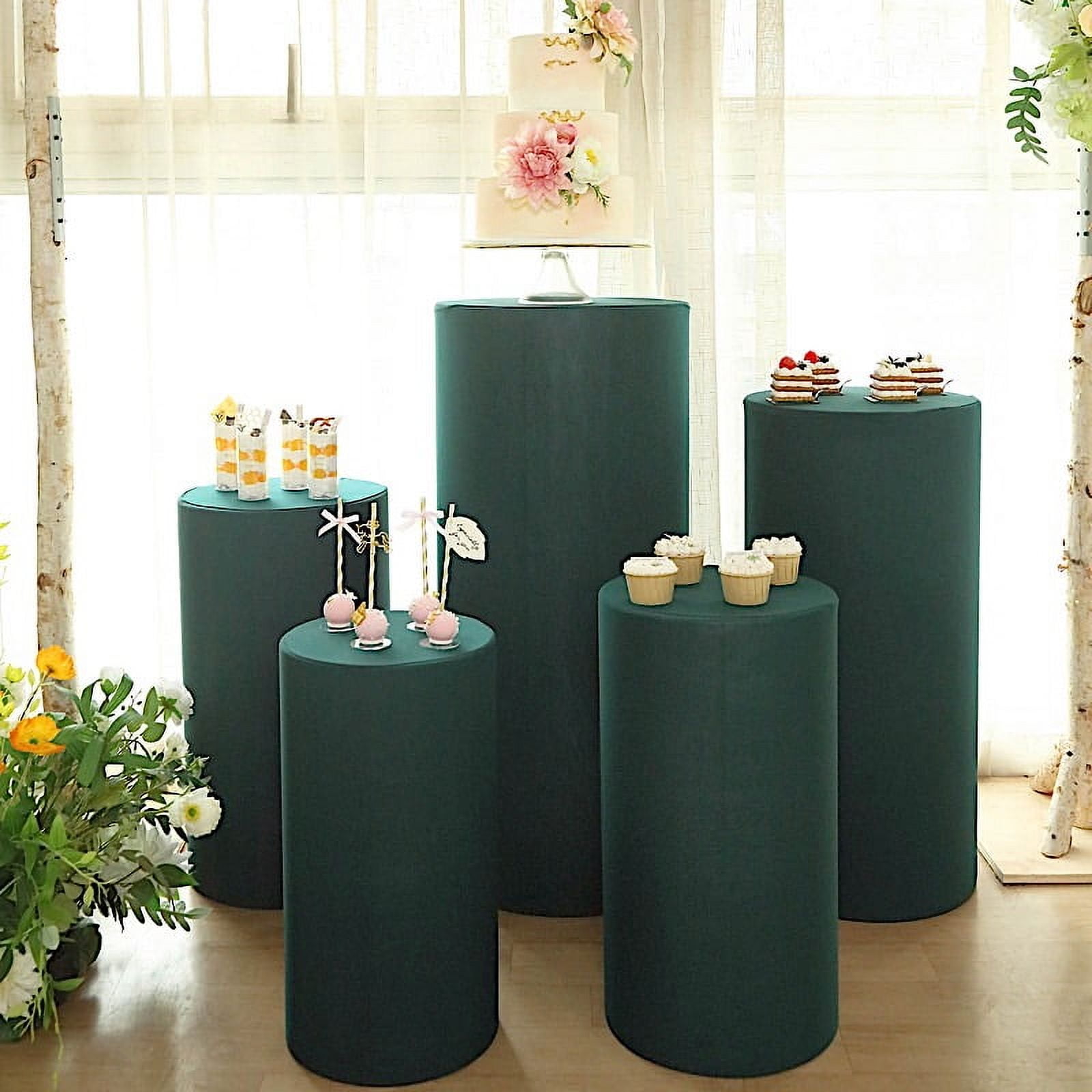 BalsaCircle 5 Hunter Green Cylinder Pedestal Fitted Spandex Display ...