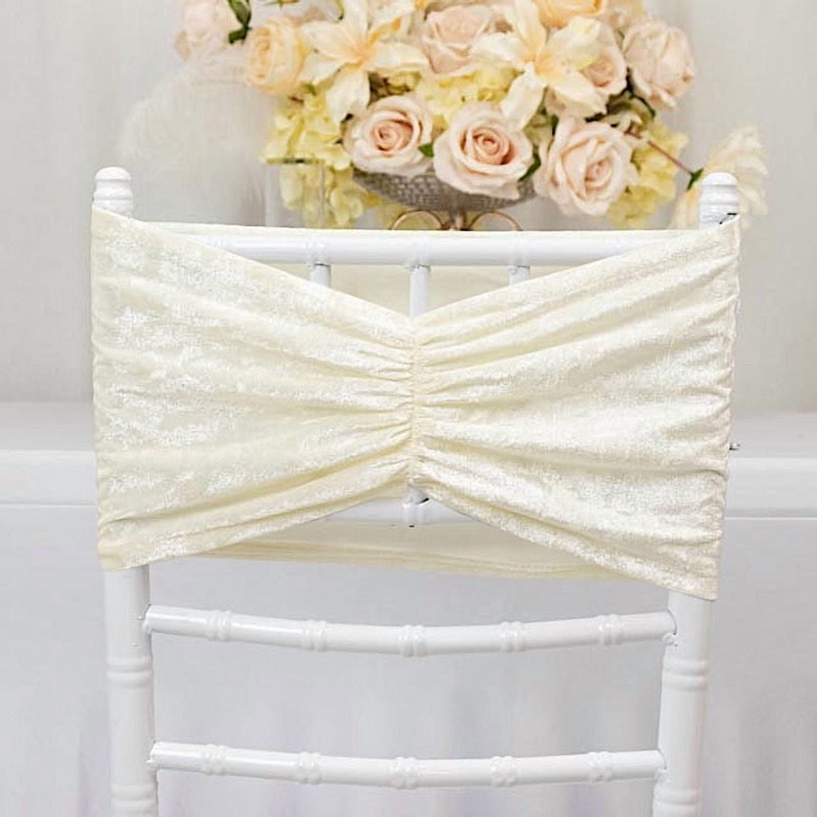 Balsa Circle 5 Ivory Crushed Velvet Chair Sashes with Wide Ruffle Style ...