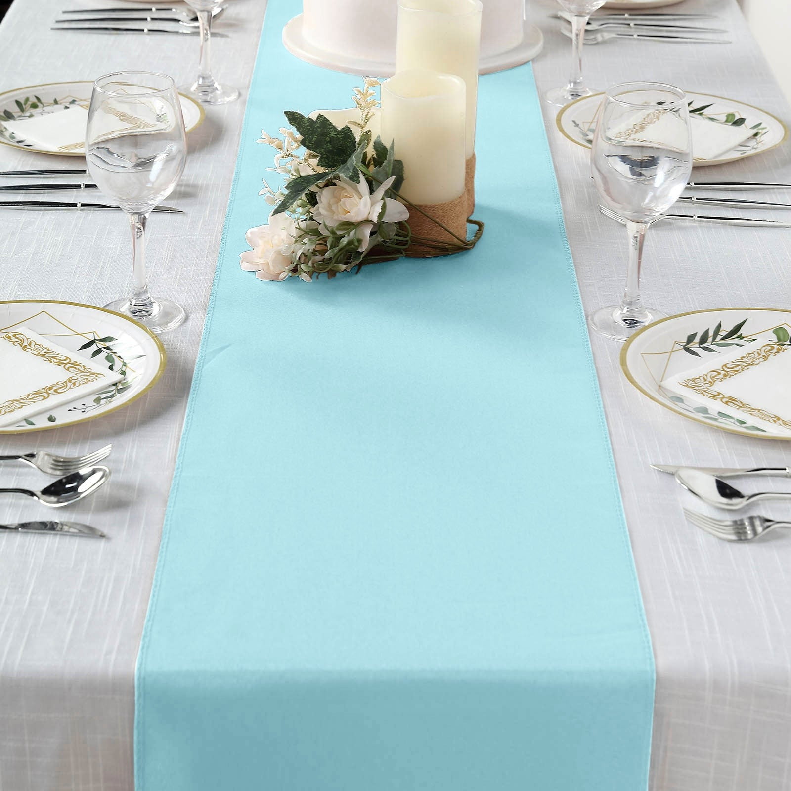 BalsaCircle 5 Pieces Light Blue 12" x 108" Polyester Table Top Runners ...