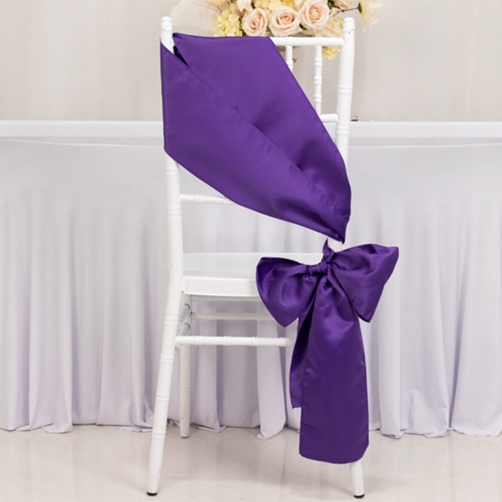 BalsaCircle 5 Purple Lamour Satin Chair Sashes Wedding Party Events ...
