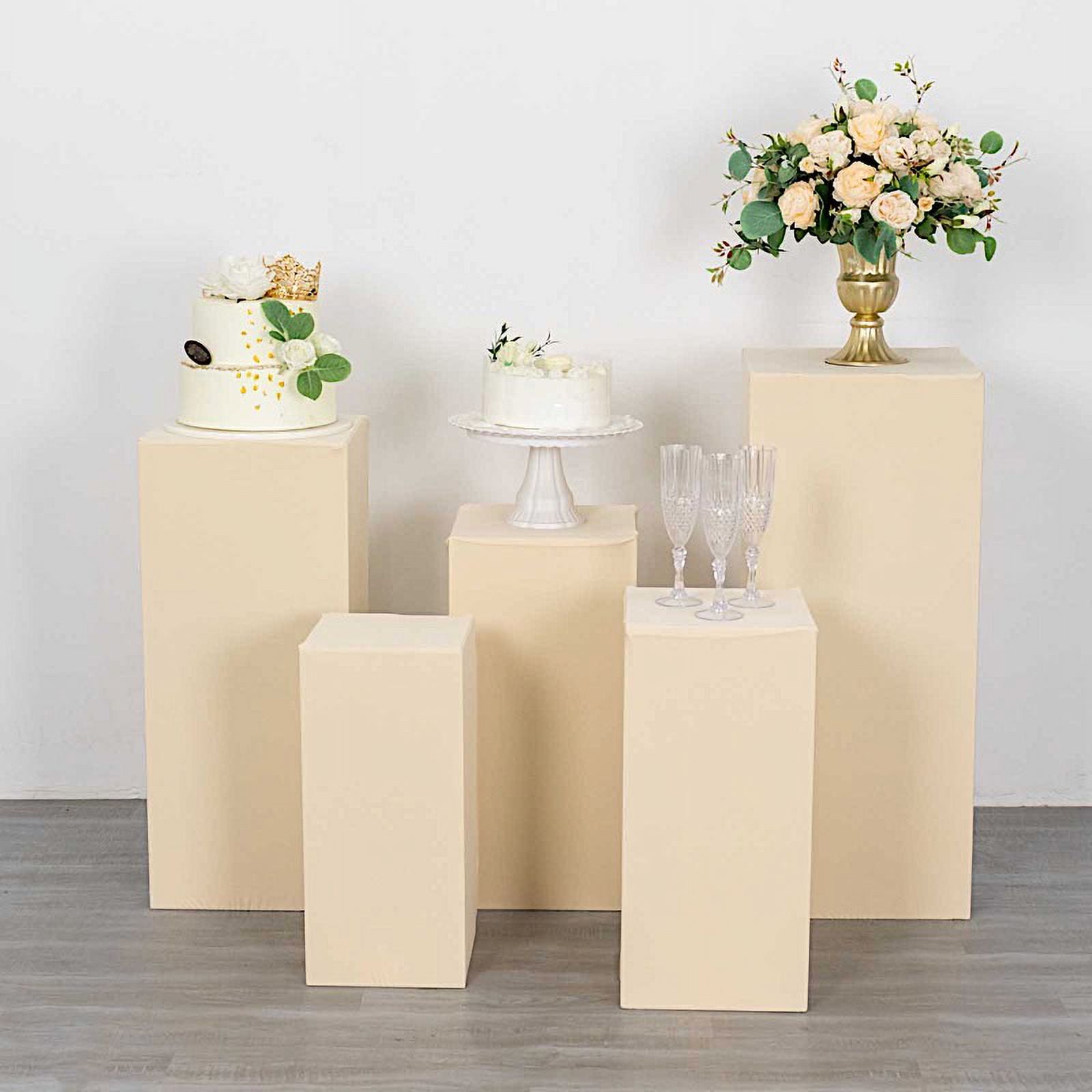 Balsa Circle 5 Beige Rectangular Pedestal Fitted Spandex Display Stand ...