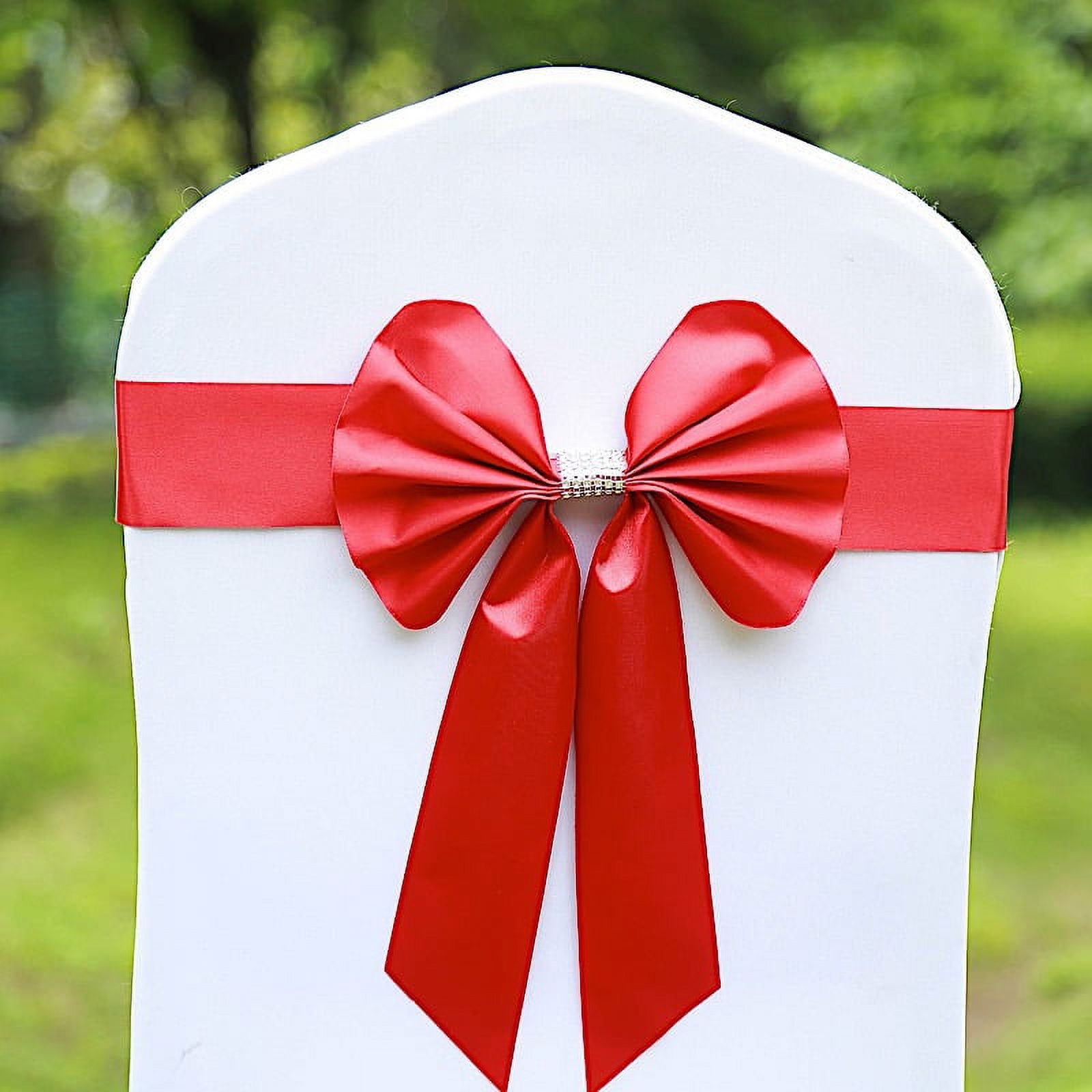 BalsaCircle 5 Red Reversible Satin Faux Leather Bow Tie Chair Sashes ...