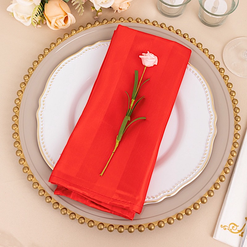 BalsaCircle 5 Red Square 20x20 in Striped Satin Dinner Table Napkins ...