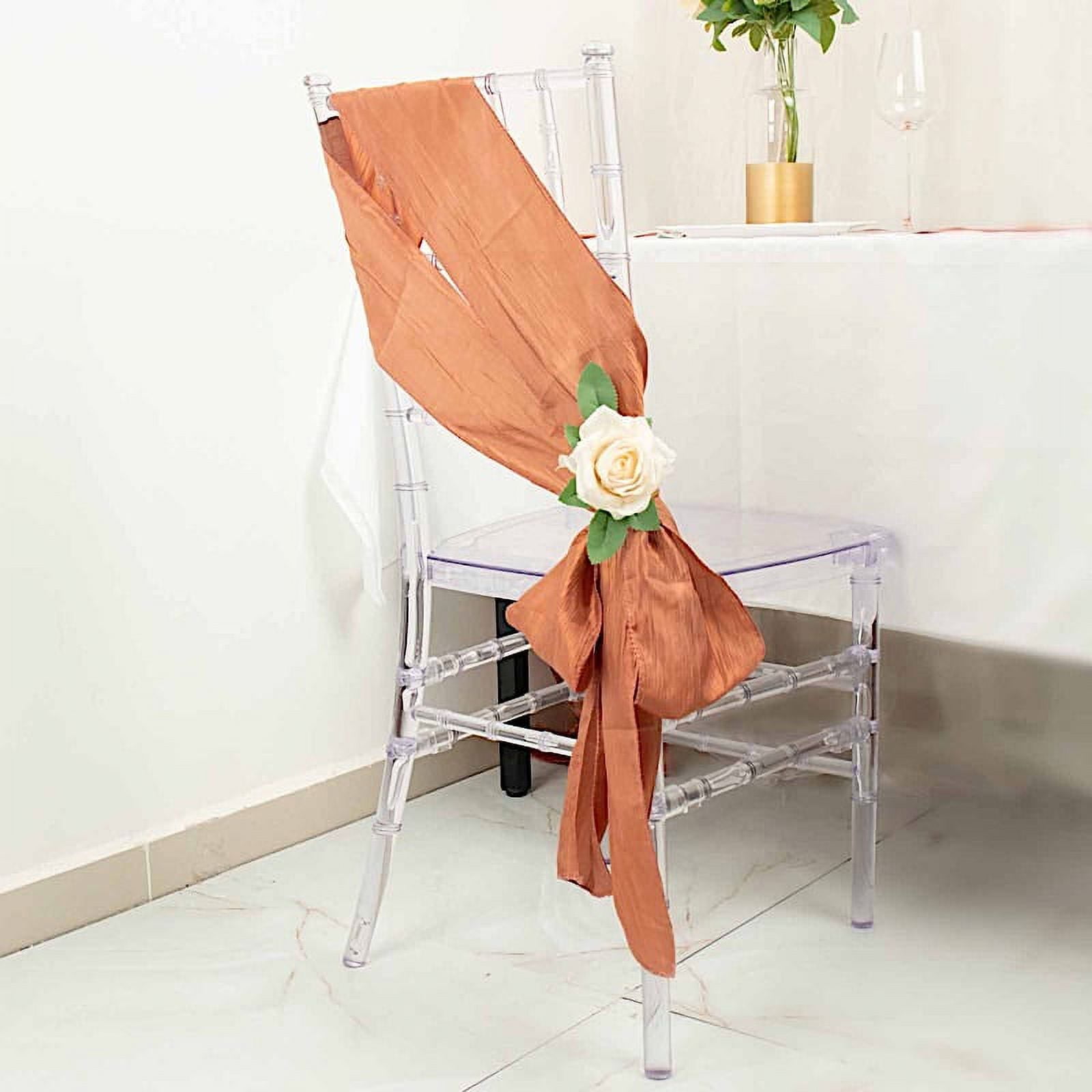 BalsaCircle 5 Terracotta Accordion Crinkle Taffeta Chair Sashes Wedding ...