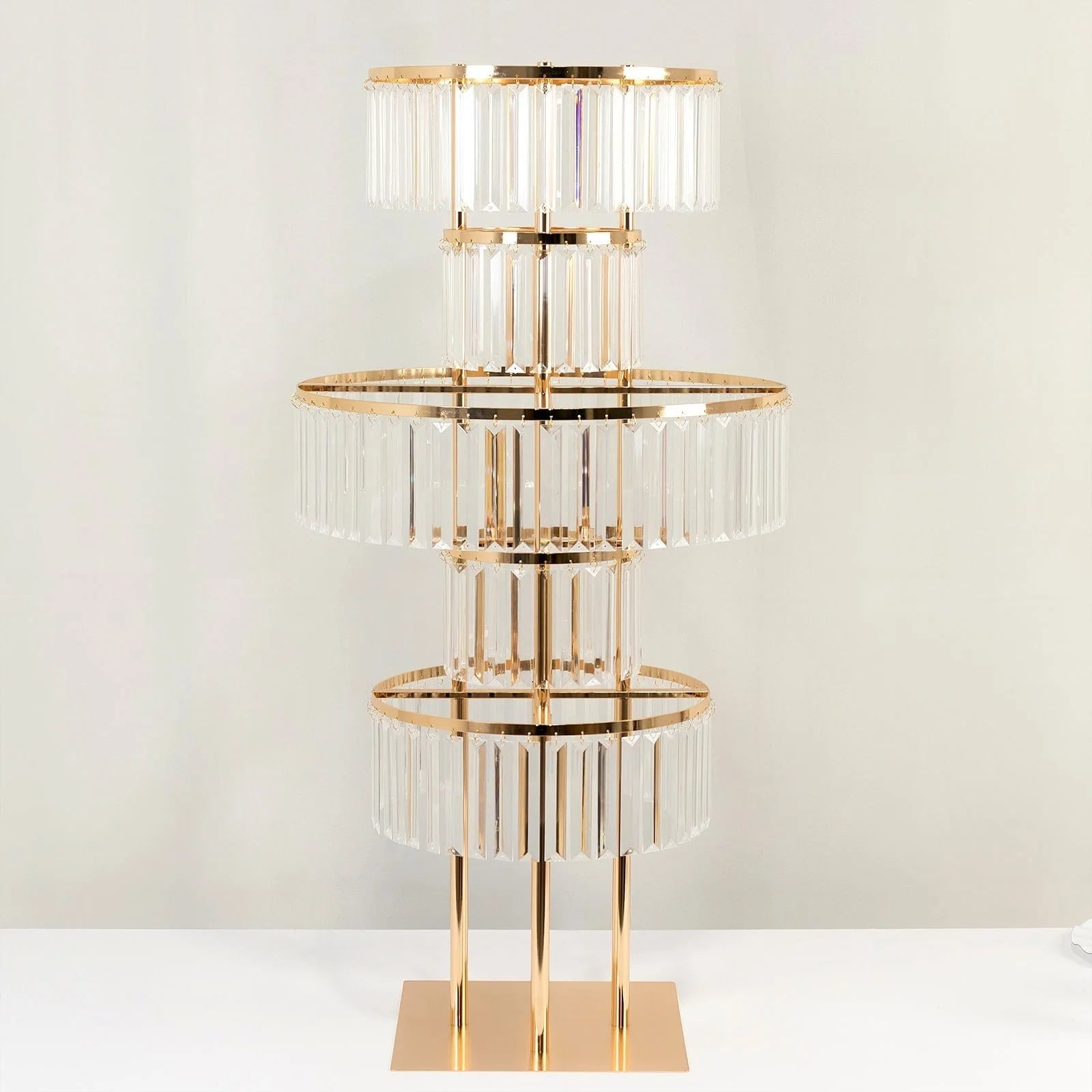 Balsa Circle 5-Tier Gold 40" Metal Chandelier Flower Stand with Clear ...