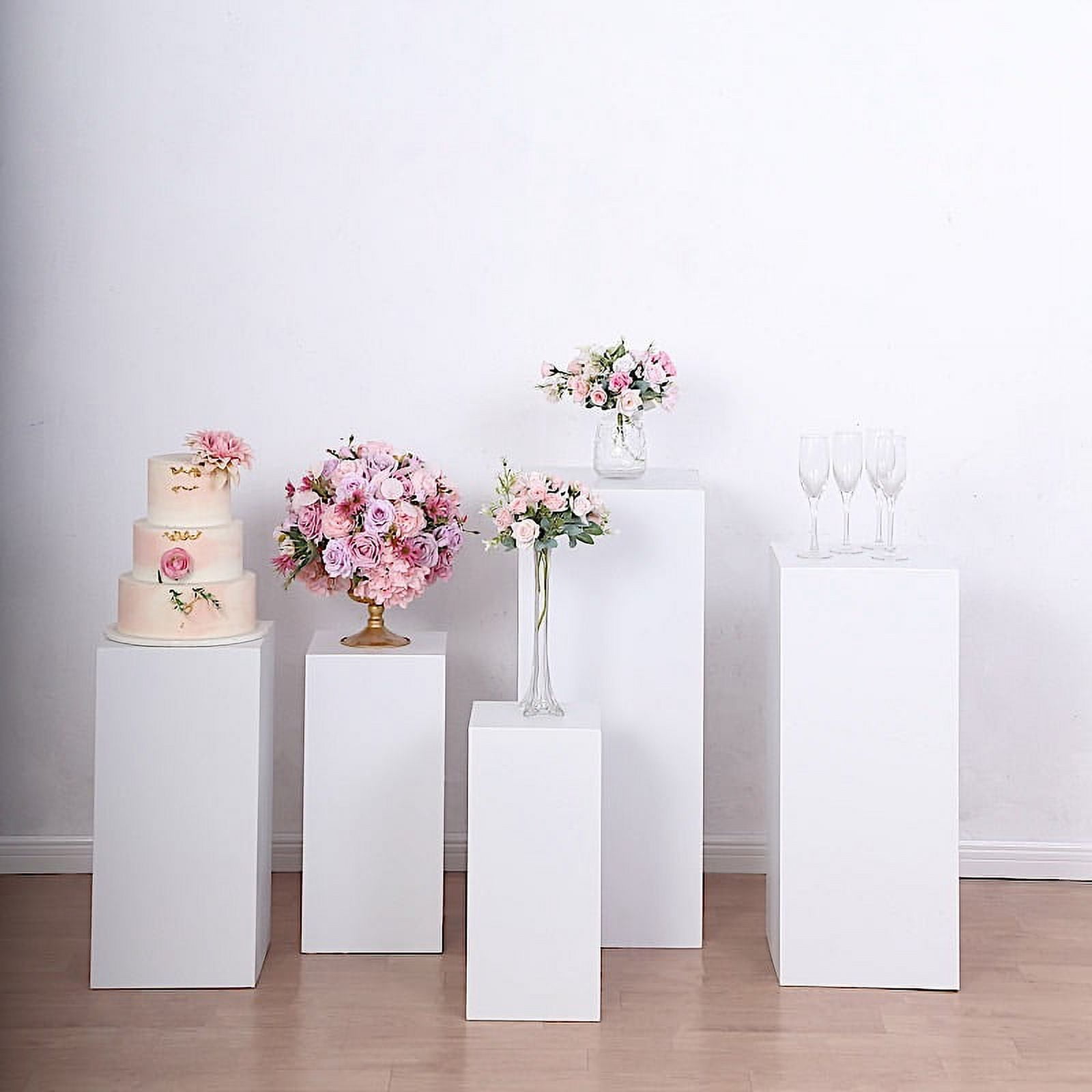 BalsaCircle 5 White Rectangle Metal Display Stands Pedestal Riser Party ...