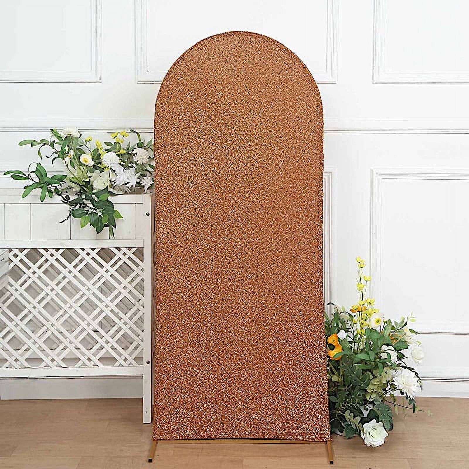 BalsaCircle 5 ft Fitted Metallic Spandex Round Top Wedding Arch ...