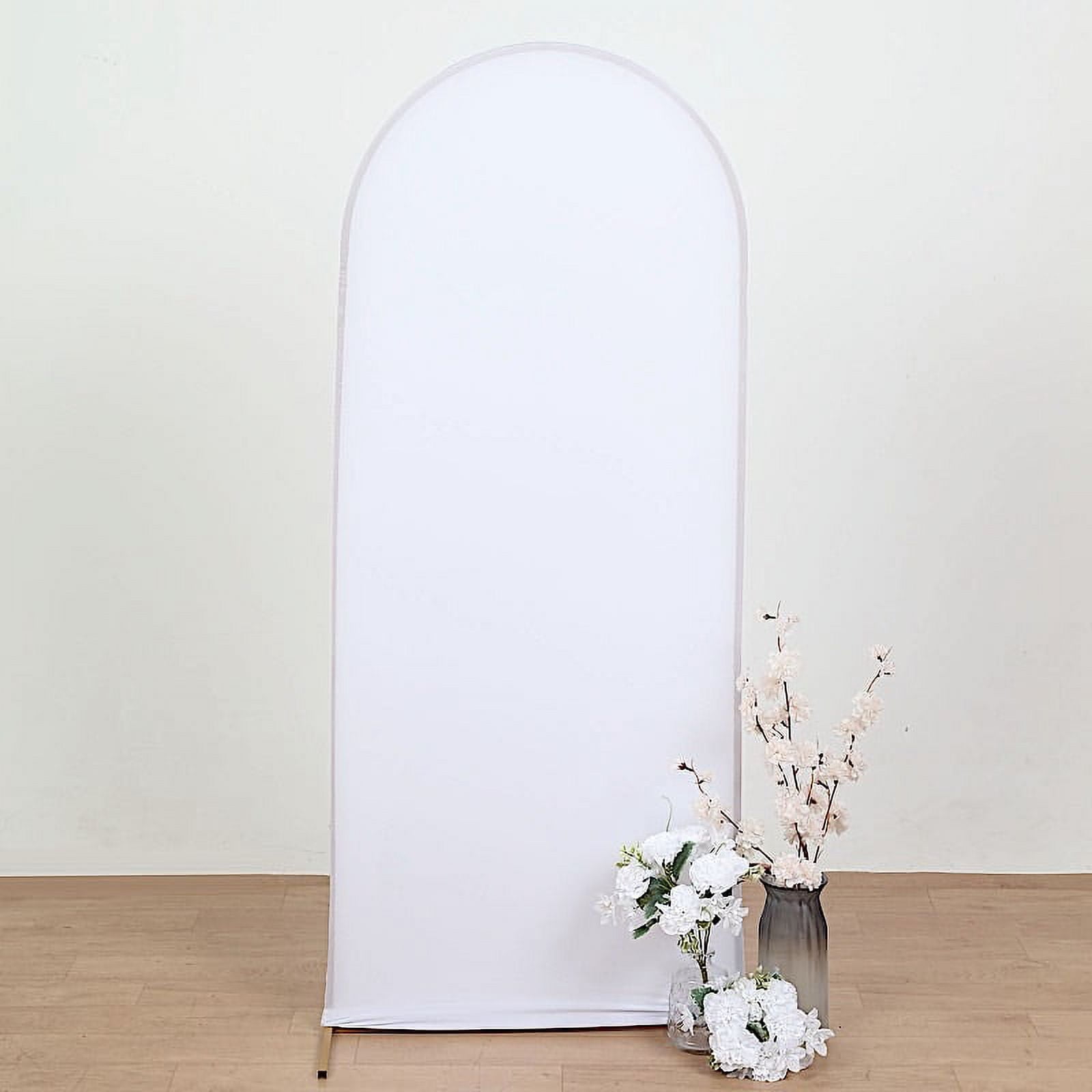 BalsaCircle 5 ft White Fitted Matte Spandex Round Top Wedding Arch ...
