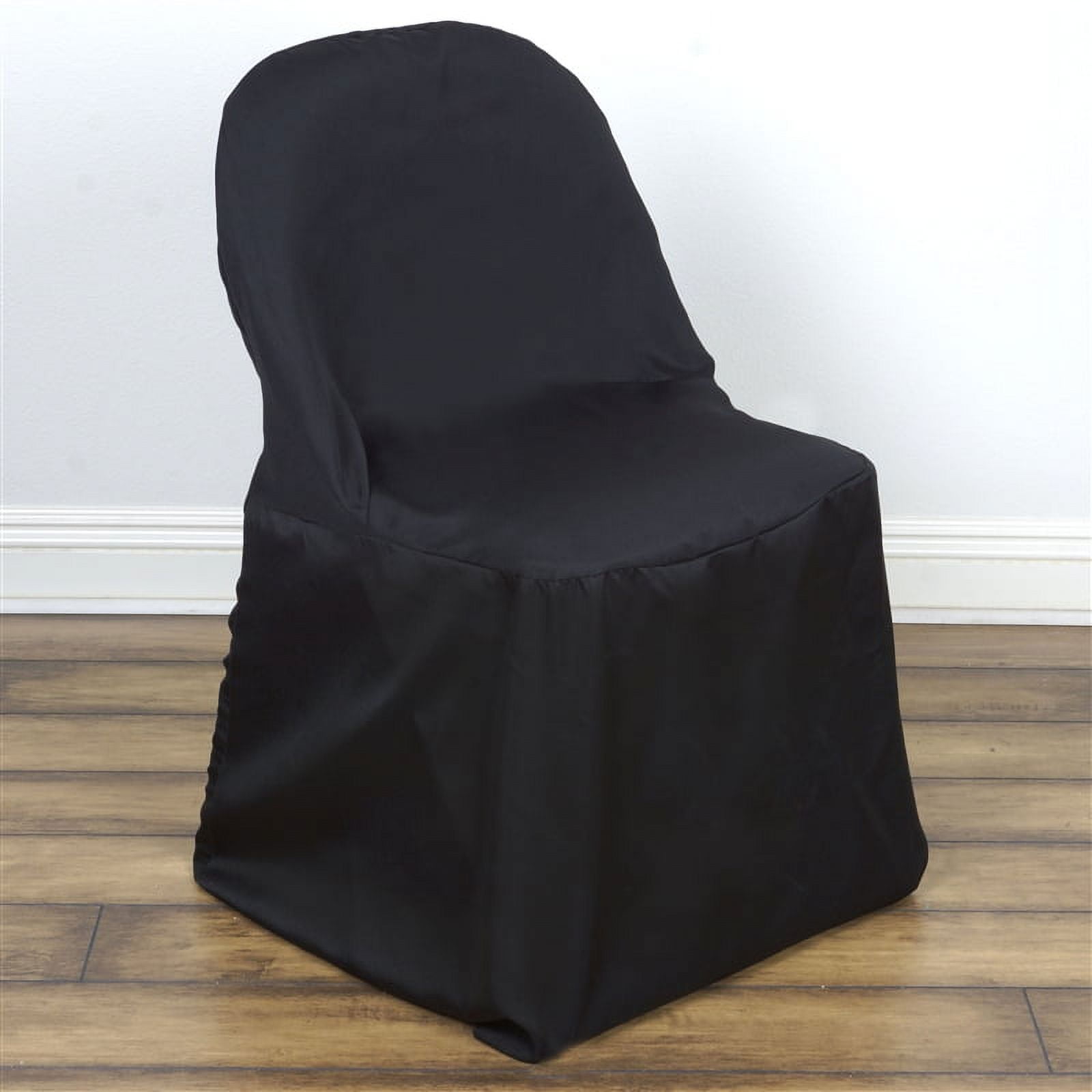 BalsaCircle 50 Black Folding Round Solid Polyester Chair Covers Wedding ...