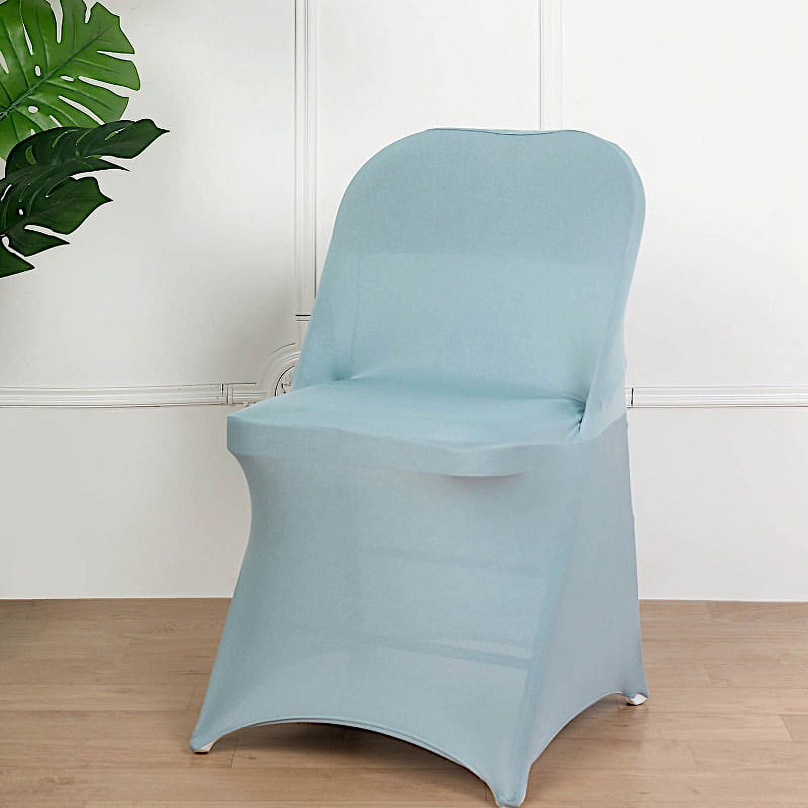 BalsaCircle 50 Dusty Blue Spandex Stretchable Folding Solid Chair ...
