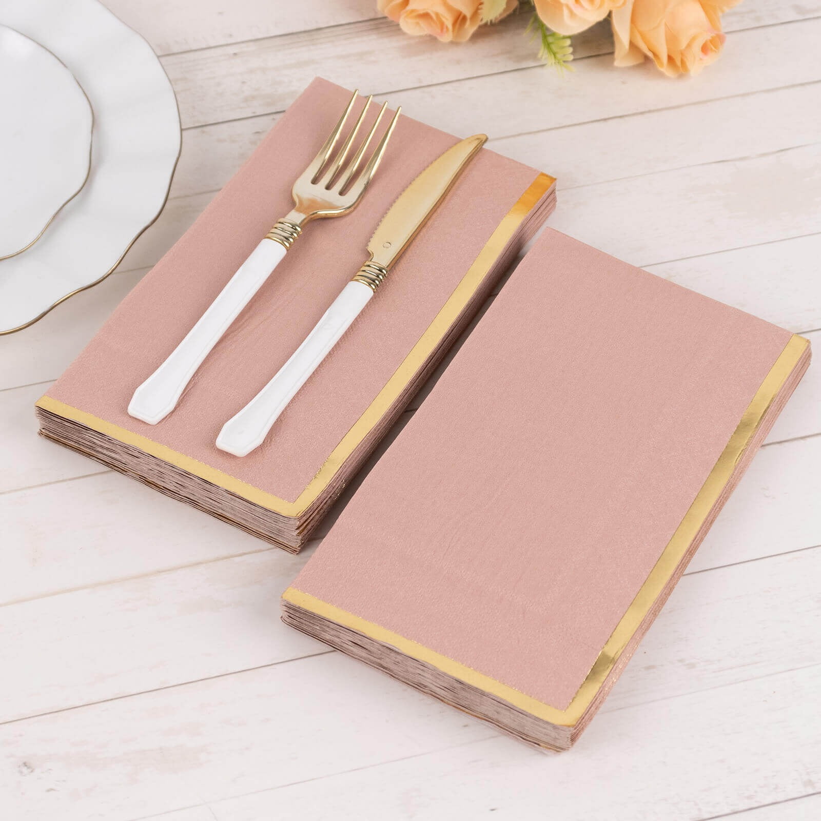 Balsa Circle 50 Dusty Rose Plain Soft 2 Ply Dinner Table Paper Napkins ...