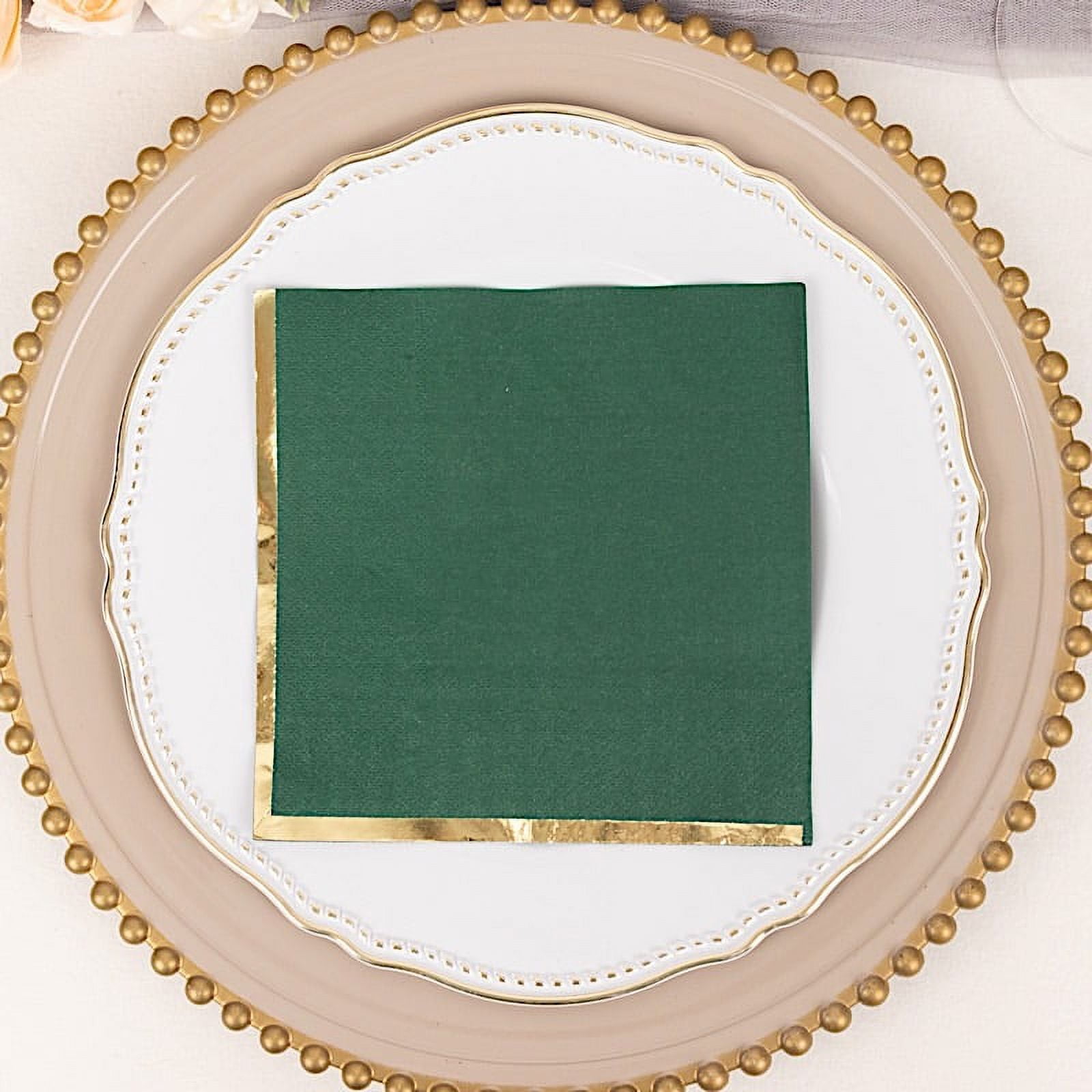 BalsaCircle 50 Hunter Green Gold Trim 2 Ply Dinner Cocktail Paper Napkins Party Events Home ...