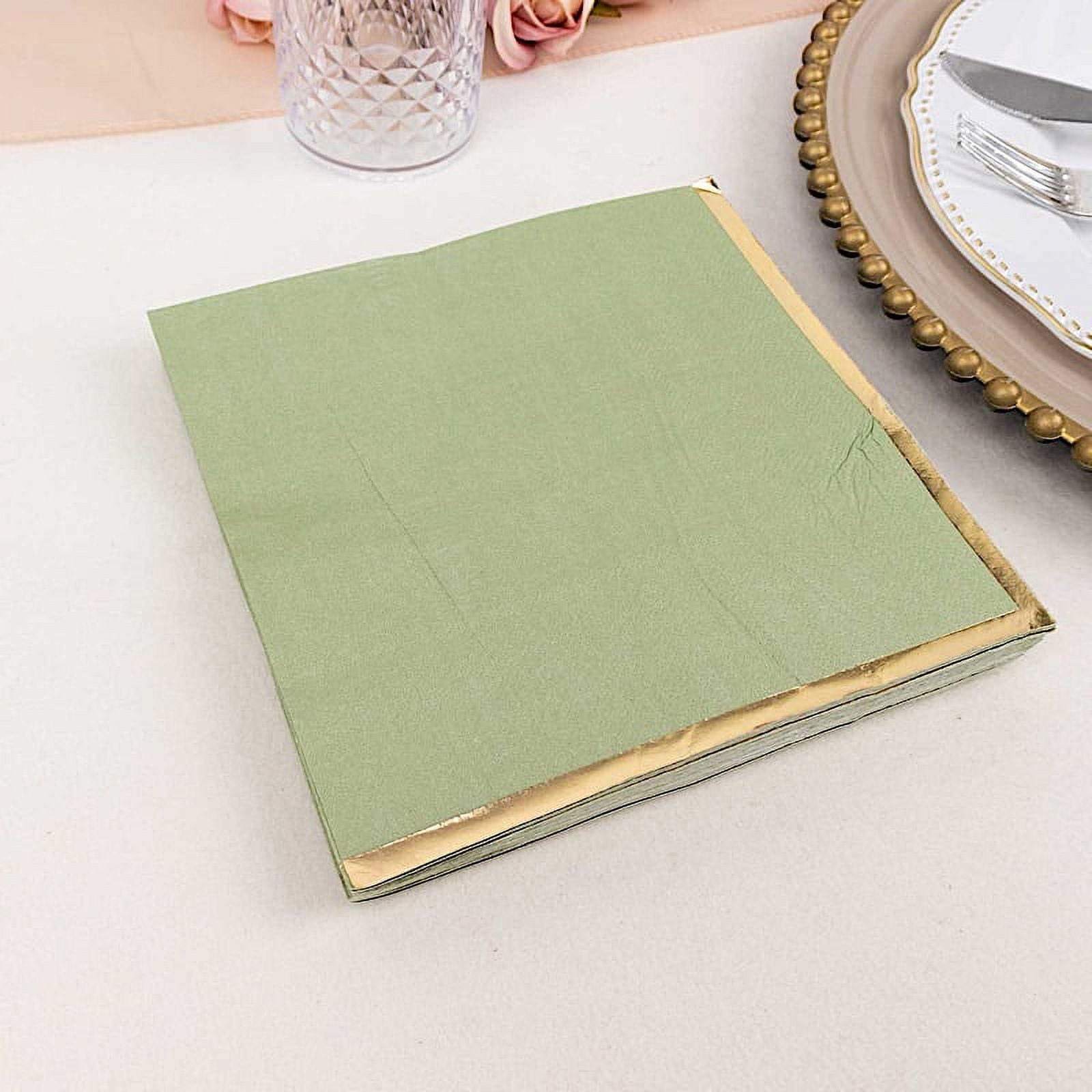 BalsaCircle 50 Sage Green Gold Trim 2 Ply Dinner Cocktail Paper Napkins ...