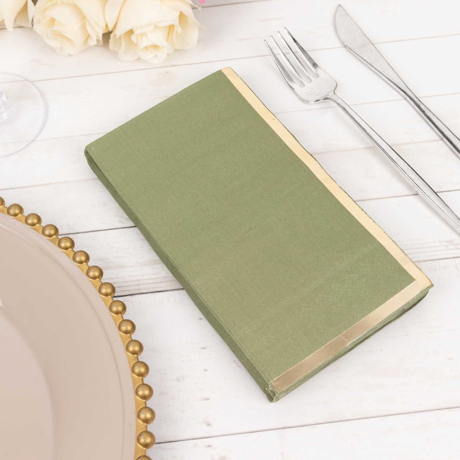 Balsa Circle 50 Olive Green Plain Soft 2 Ply Dinner Table Paper Napkins ...