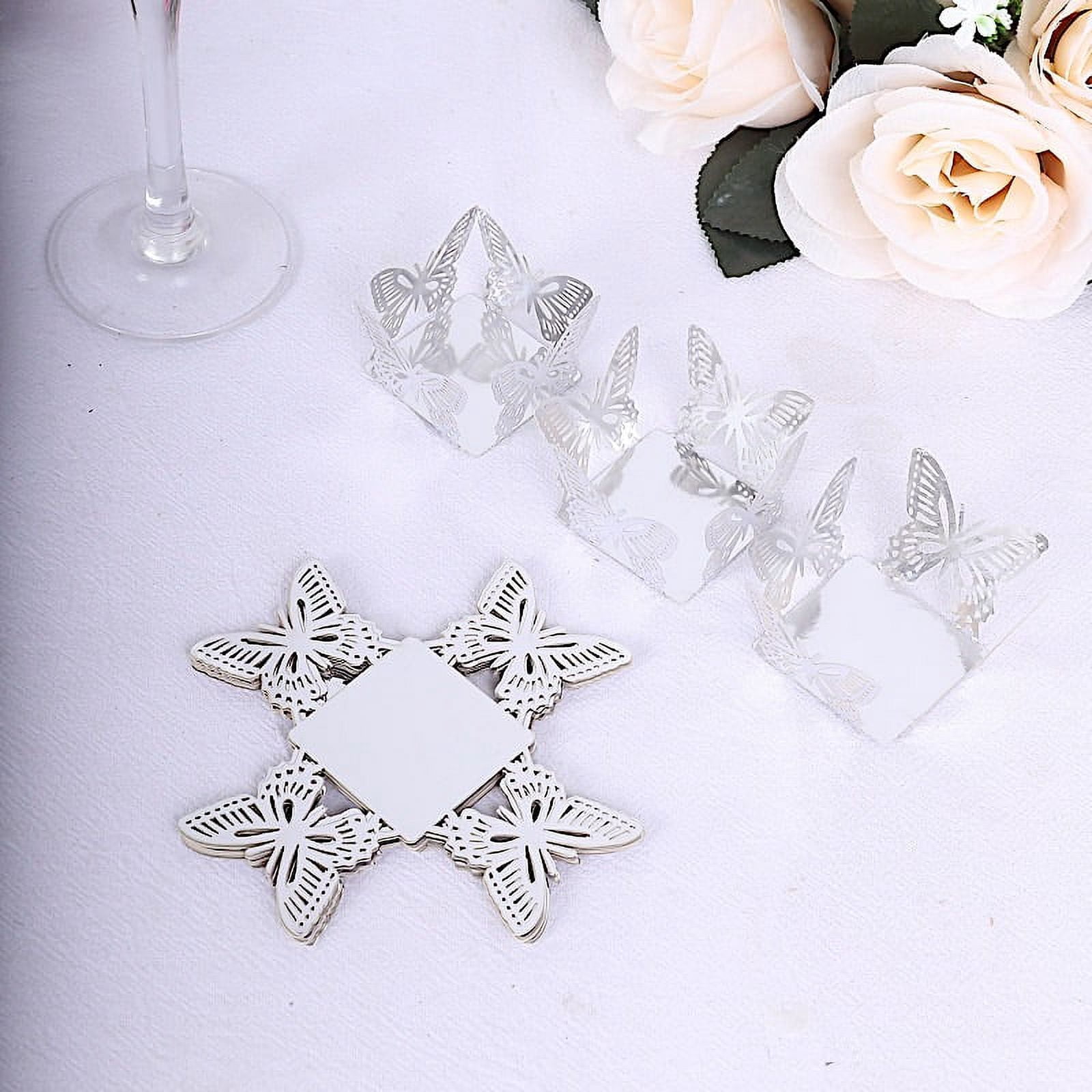 BalsaCircle 50 Silver Metallic 4 in Mini Butterfly Square Cupcake ...