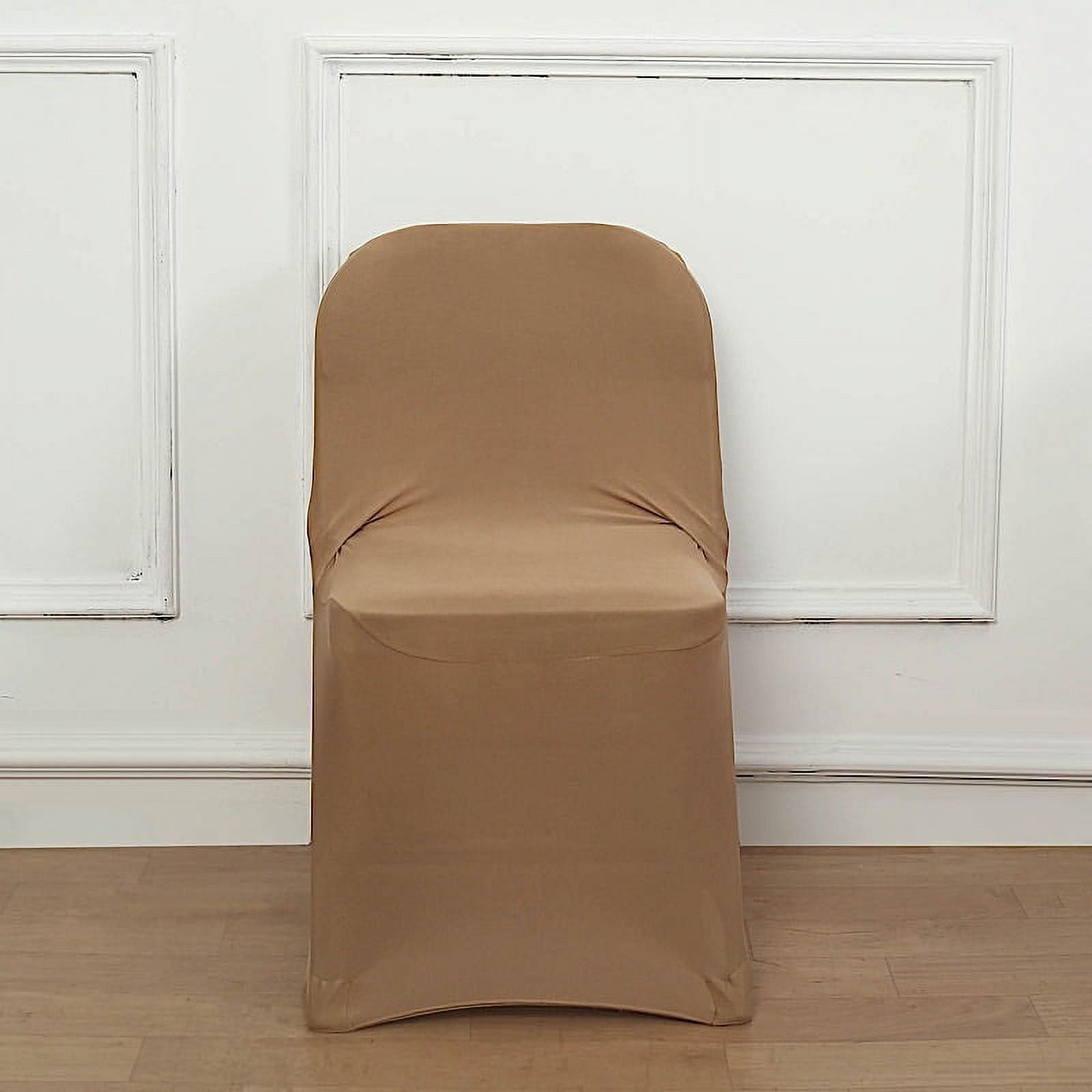 BalsaCircle 50 Taupe Spandex Stretchable Folding Solid Chair Covers ...